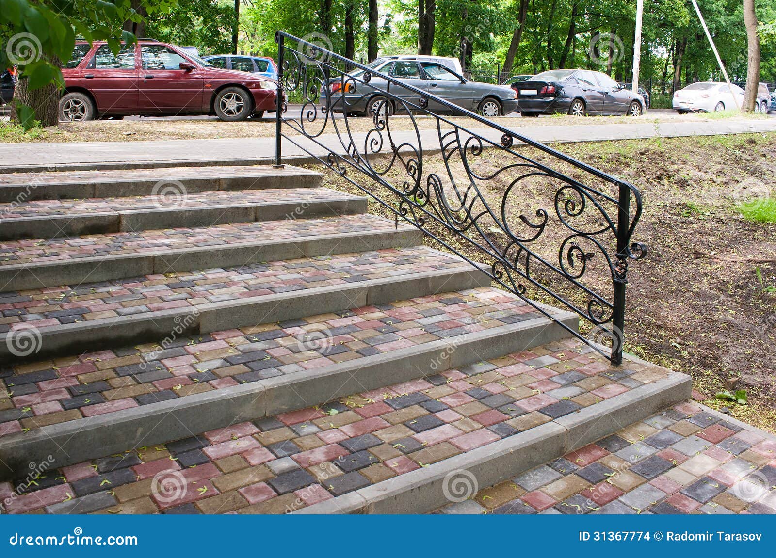 Staircase with Steps of Paving Slabs Stock Photo - Image of brown ...