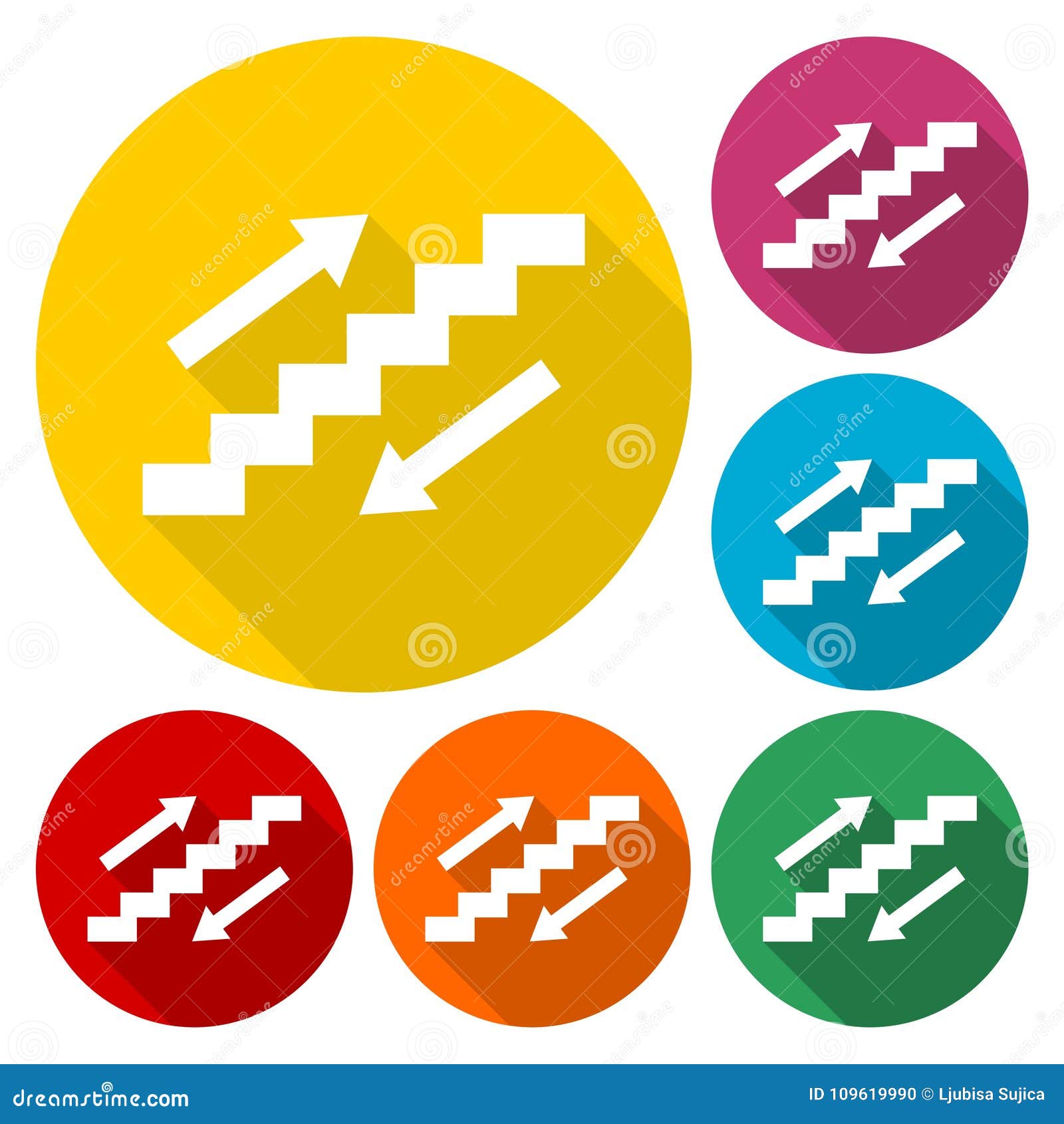 Staircase Symbol Set with Long Shadow Stock Vector - Illustration of ...