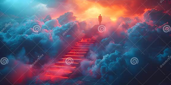 Staircase Symbolizing Hope: a Person Standing at the Top Looking Down ... Staircase Symbolizing Hope: a Person Standing at the Top Looking Down ...