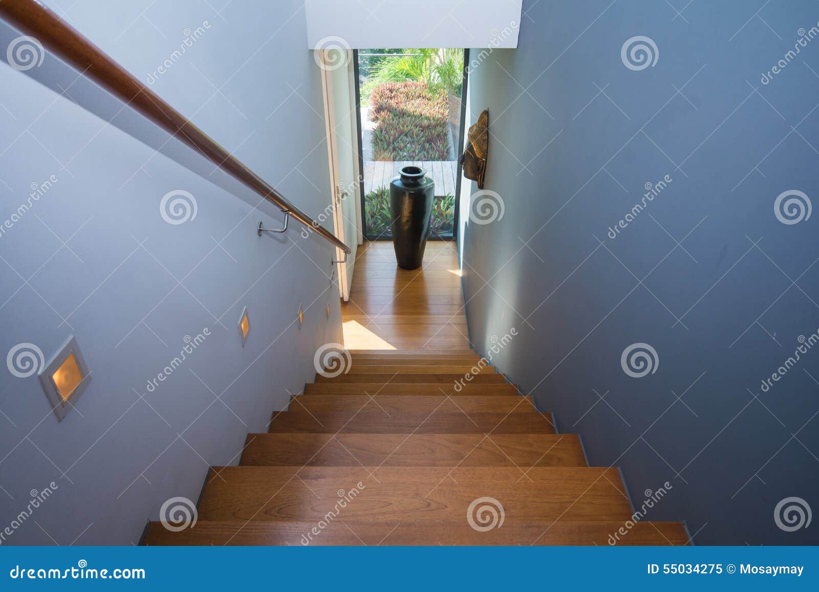 Staircase in Two-storey House Stock Image - Image of wood, floor: 55034275