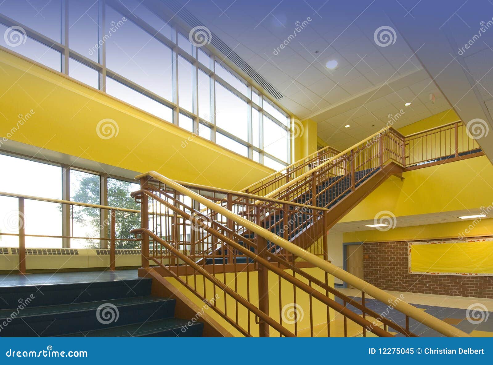 Staircase in yellow stock image. Image of ascending, modern - 12275045