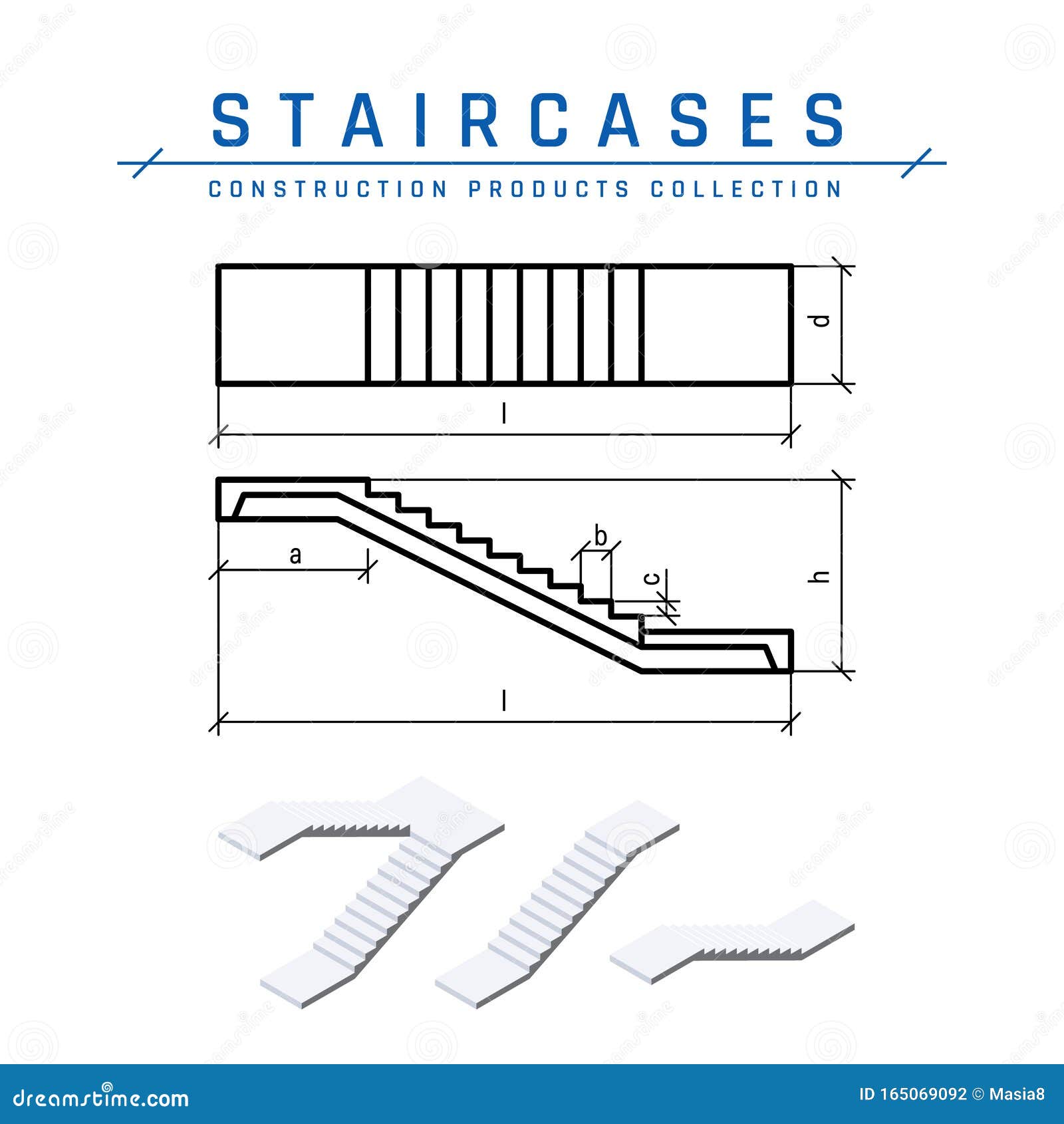 Staircases, Top View, Vector in Flat Style Stock Vector - Illustration ...