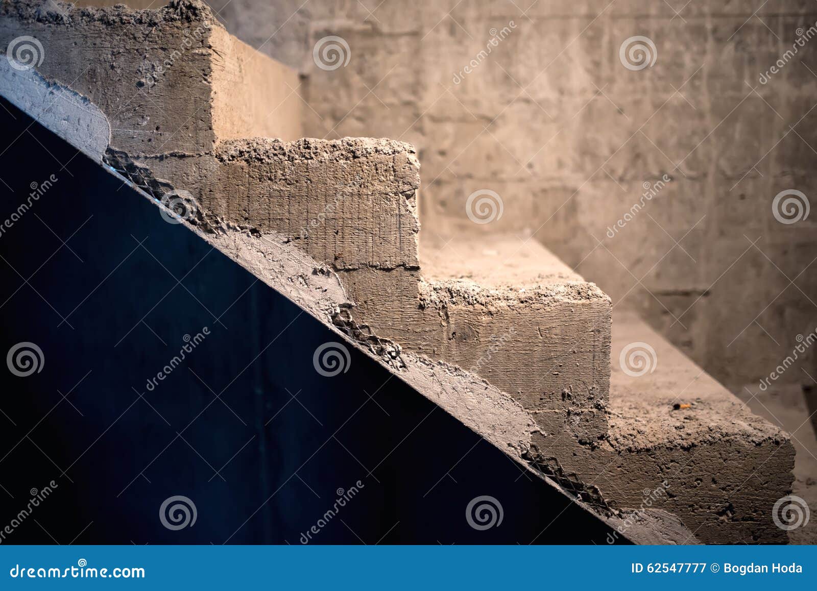 Stairs Architecture Unfinished At Basement. Cement Concrete Staircase ...