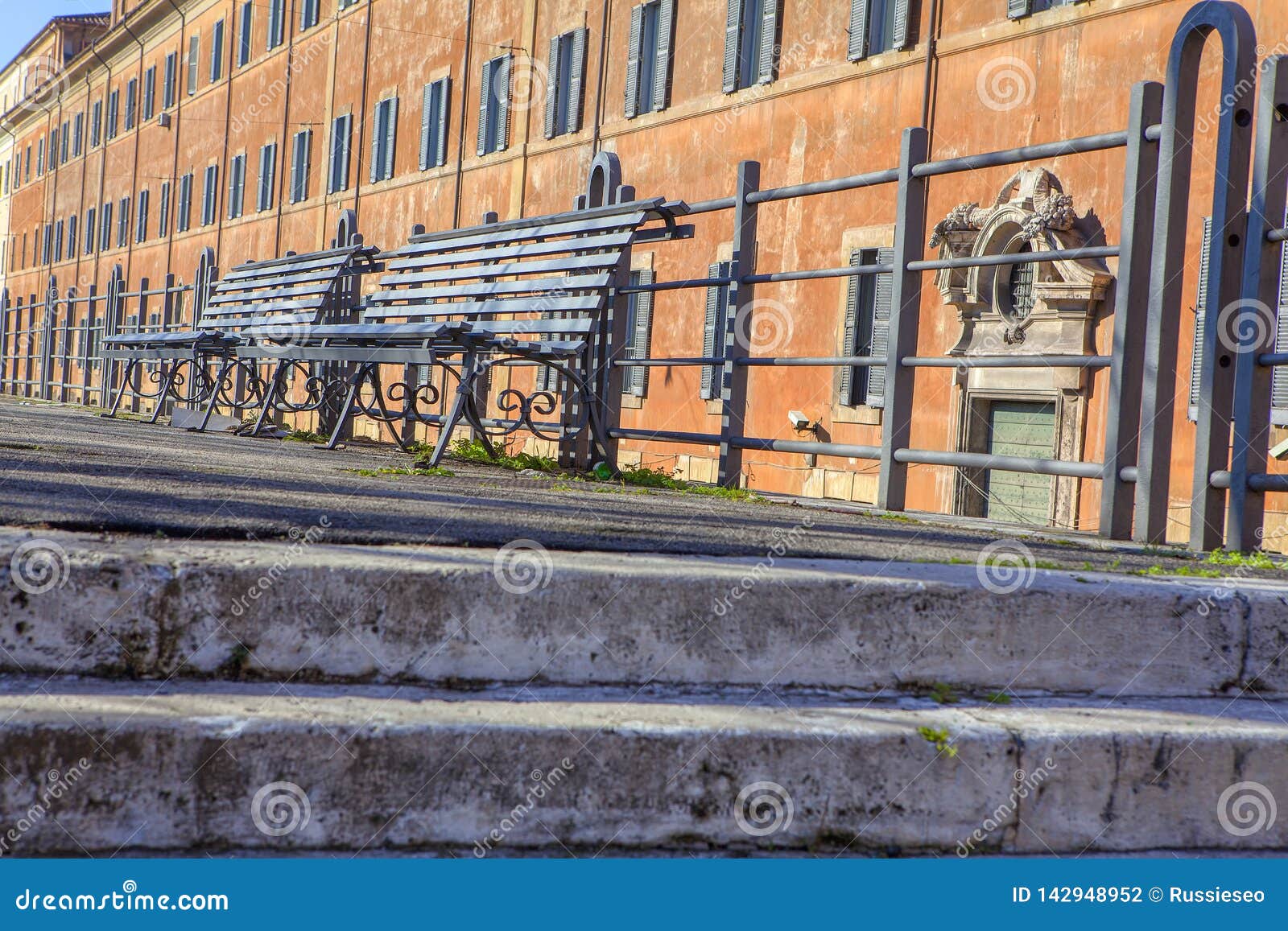 Stairs and bench stock photo. Image of tourism, walking - 142948952