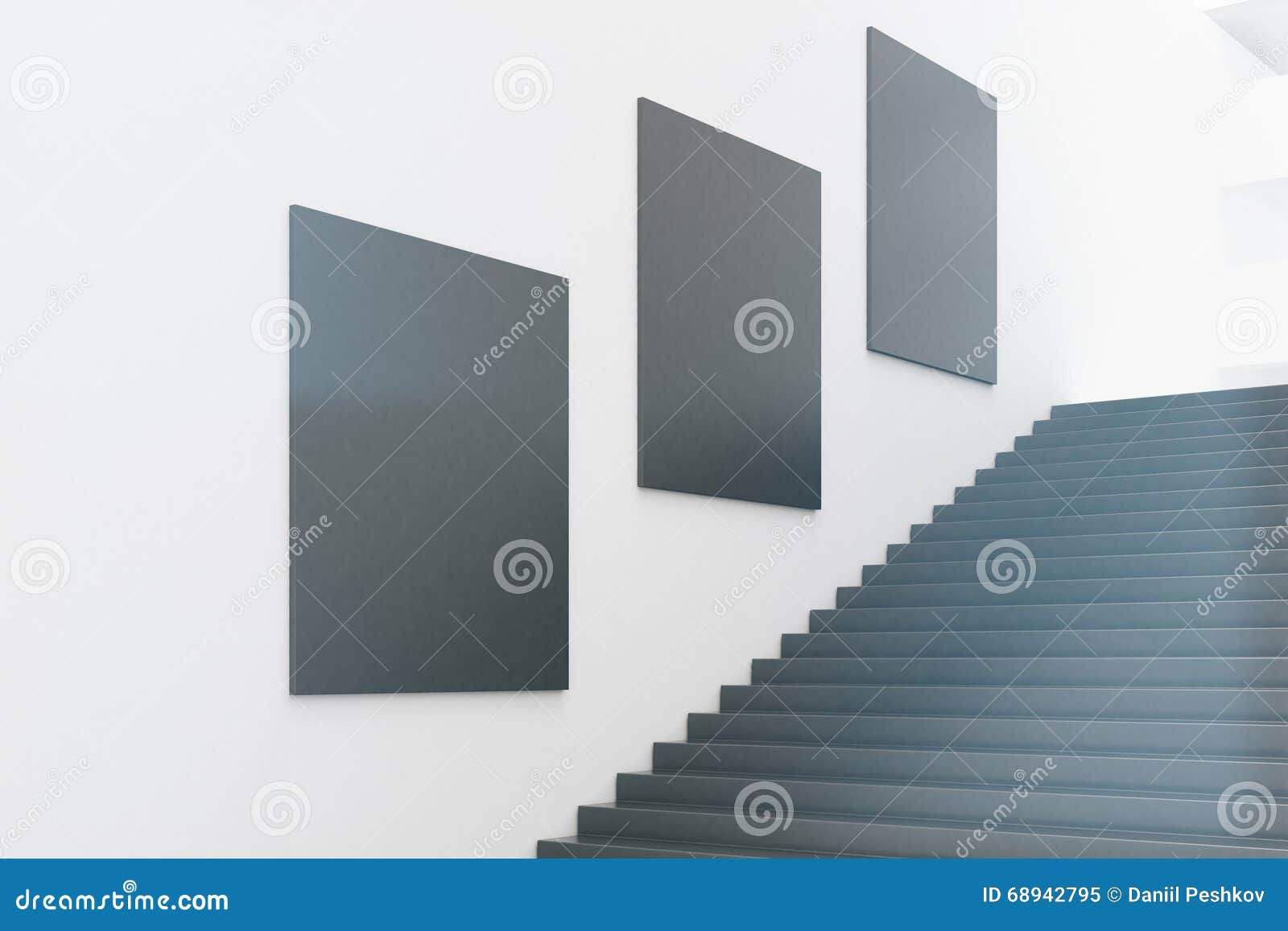 Stairs and blank banners stock illustration. Illustration of copy ...