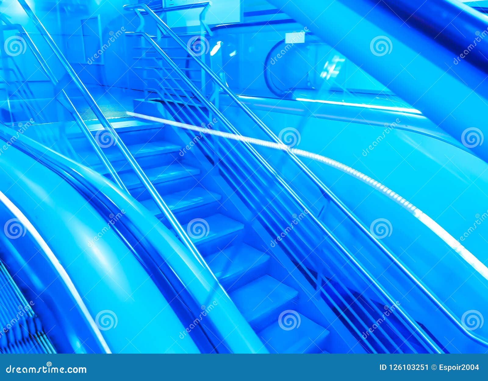 Stairs in the Building in Modern Neon Lighting. Stock Image - Image of ...