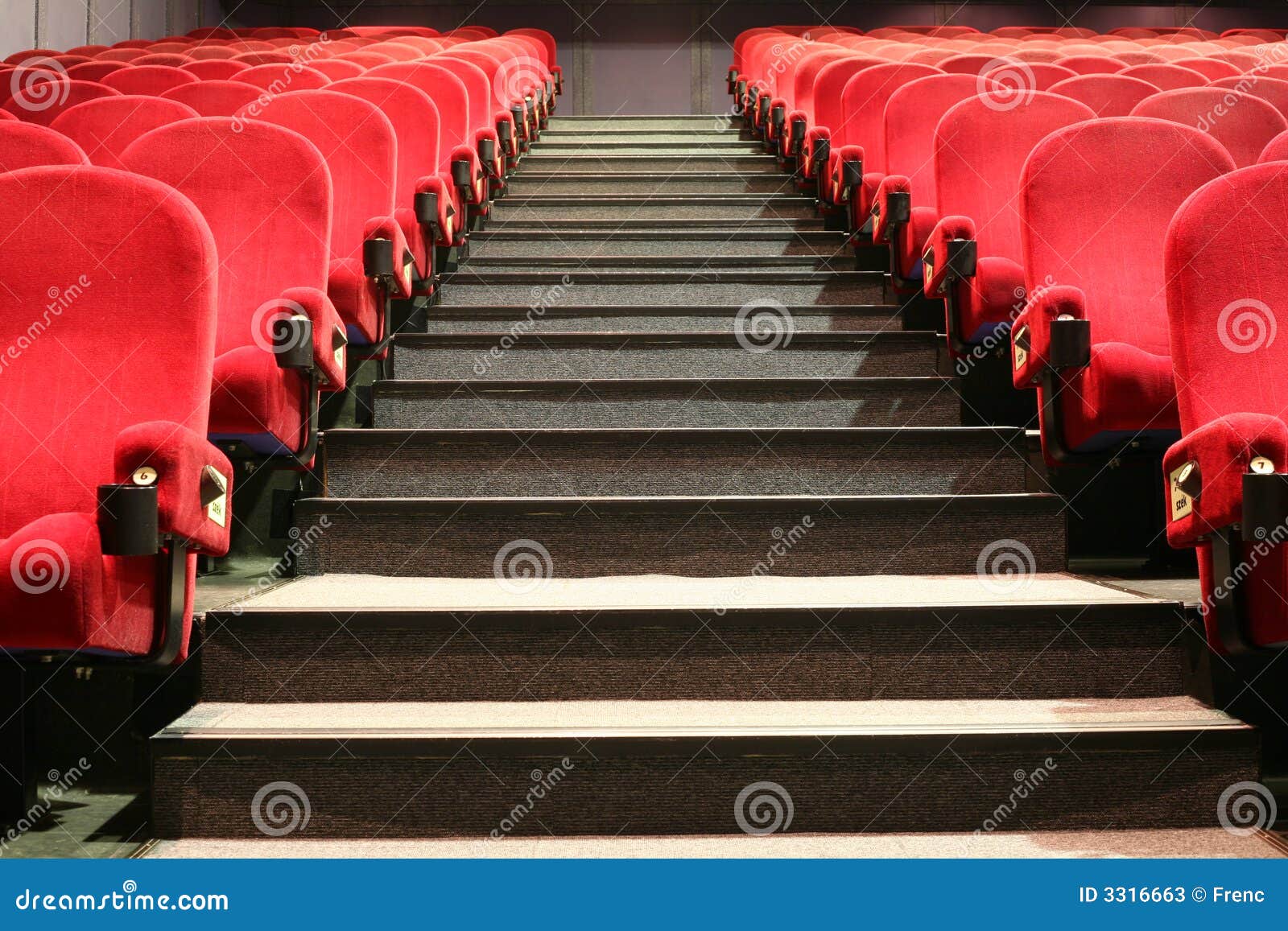 Stairs and Chairs in a Cinema Stock Image - Image of stage, interior ...