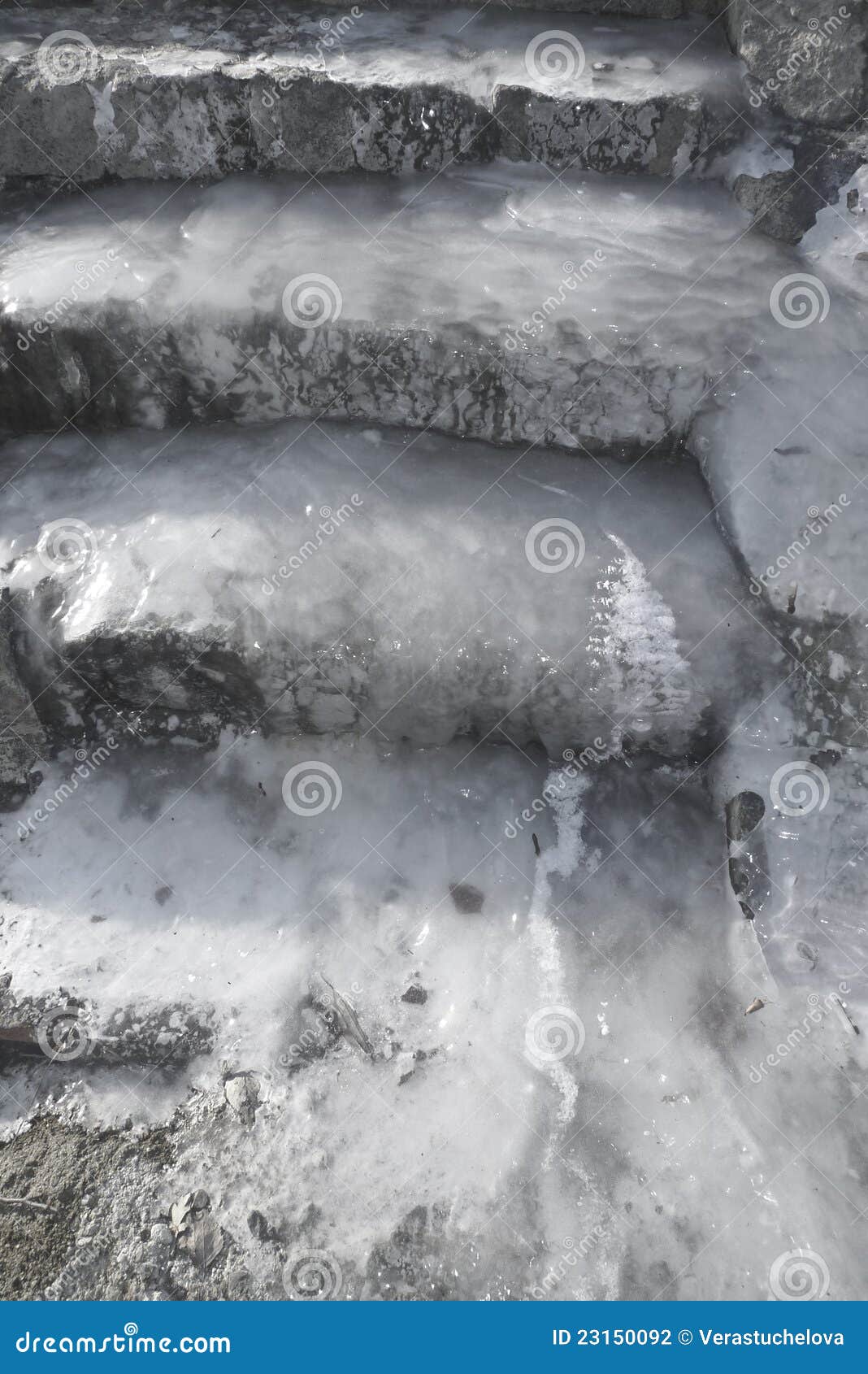 Stairs covered with ice stock photo. Image of slide, care - 23150092
