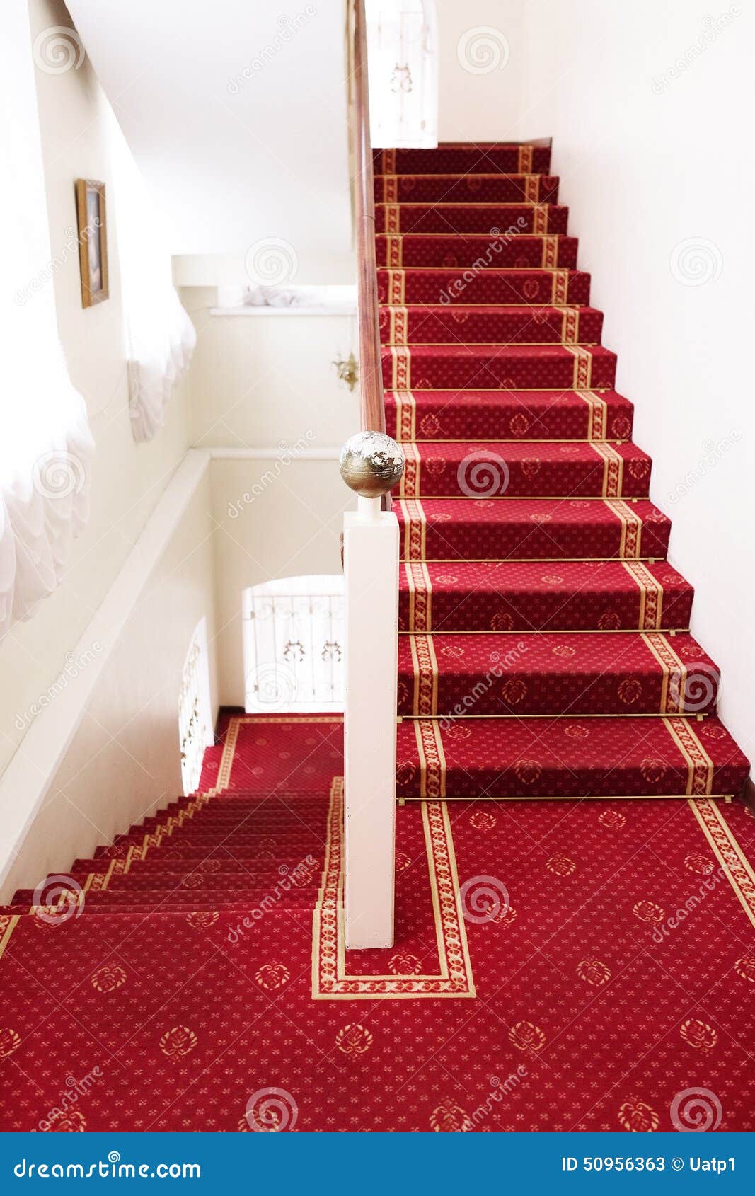 Stairs Covered with Red Carpet Stock Image - Image of hotel, elegant ...
