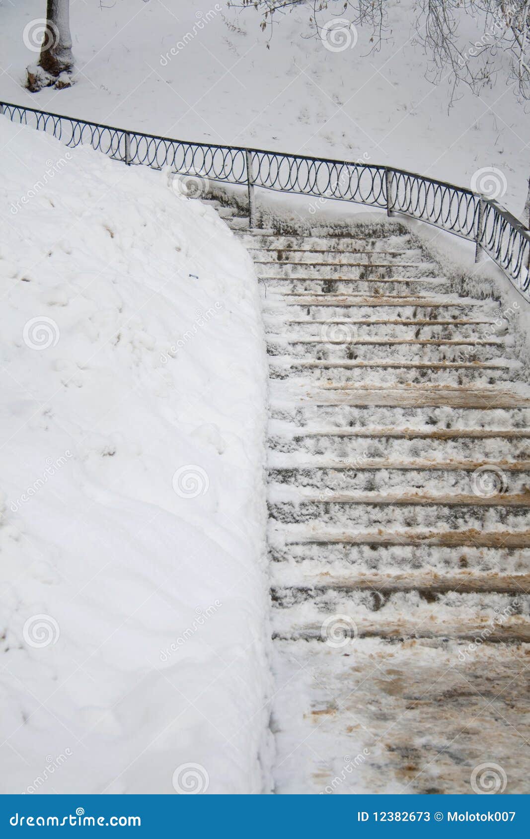 Stairs covered by snow stock image. Image of outdoors - 12382673