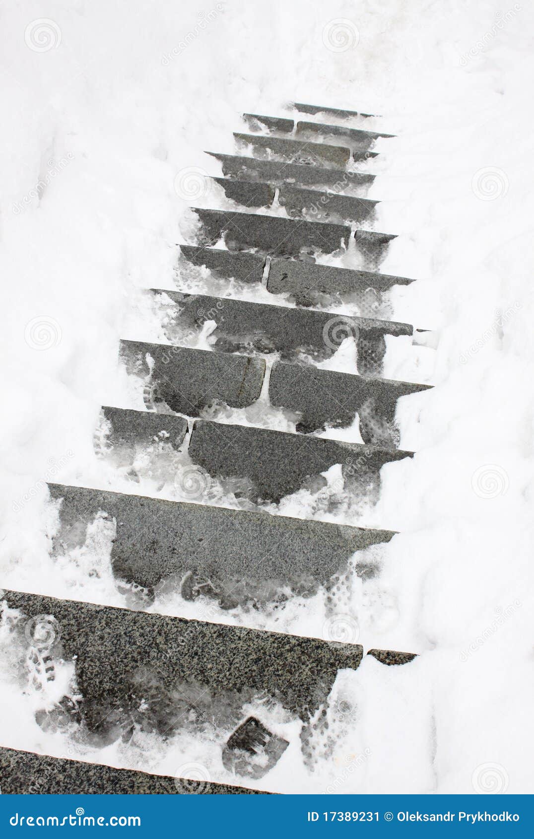 Stairs covered with a snow stock image. Image of grey - 17389231