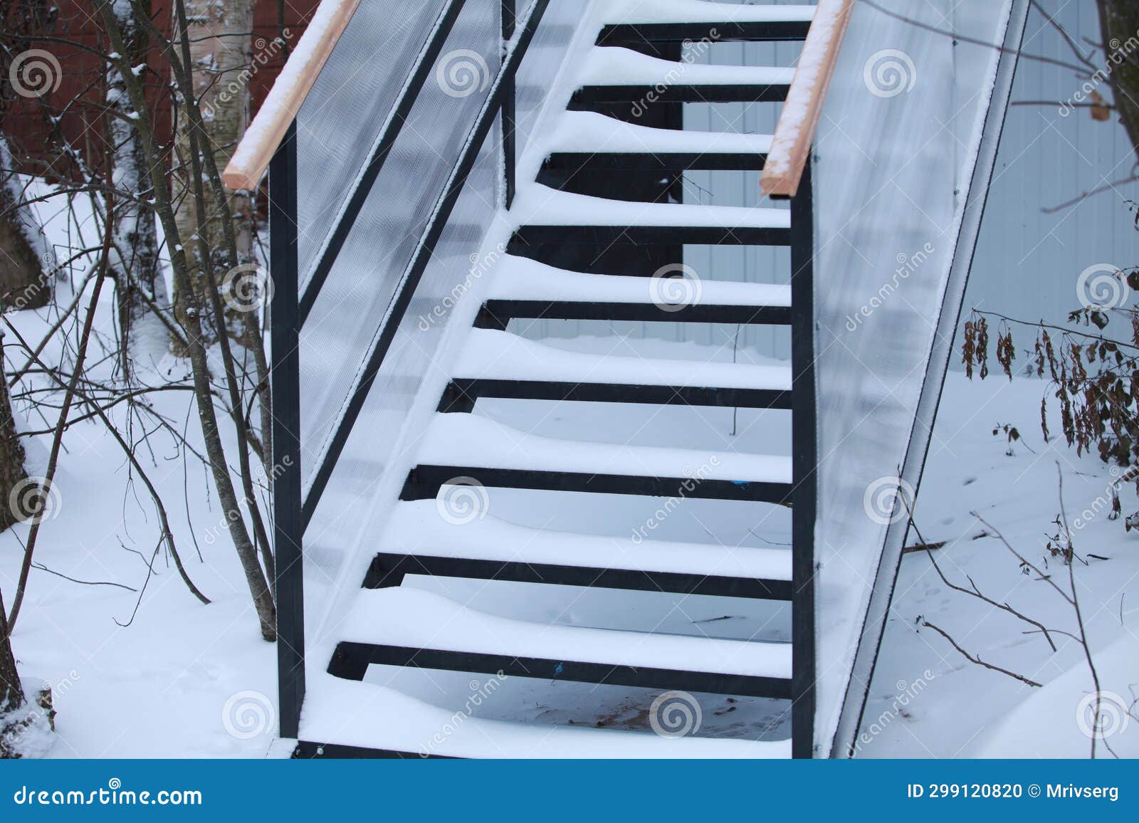 Stairs are Covered with White Pure Snow Stock Photo - Image of ...