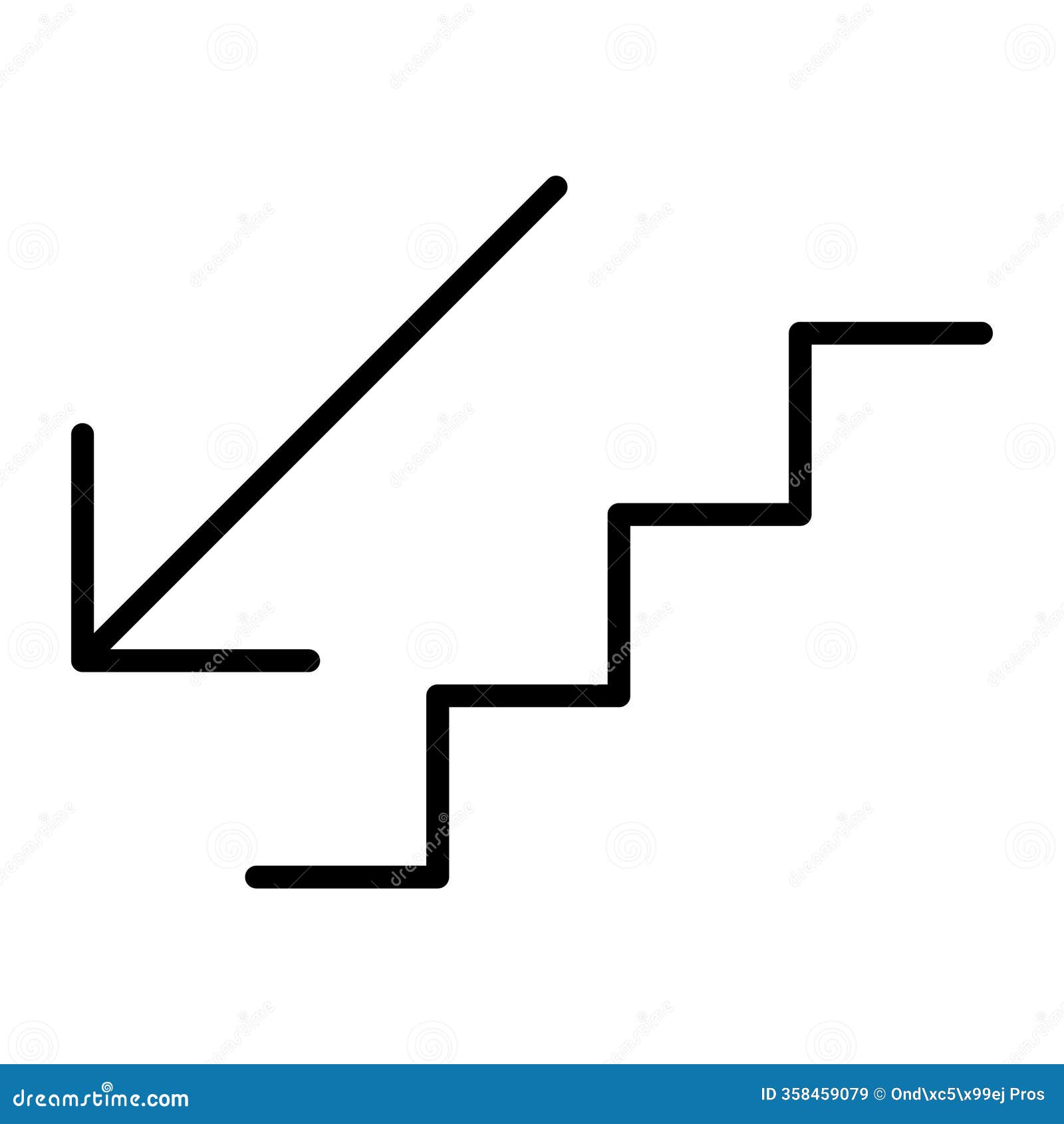 Stairs Down Arrow Graph Sign Icon. Flat Web Walk Step Design Vector ...