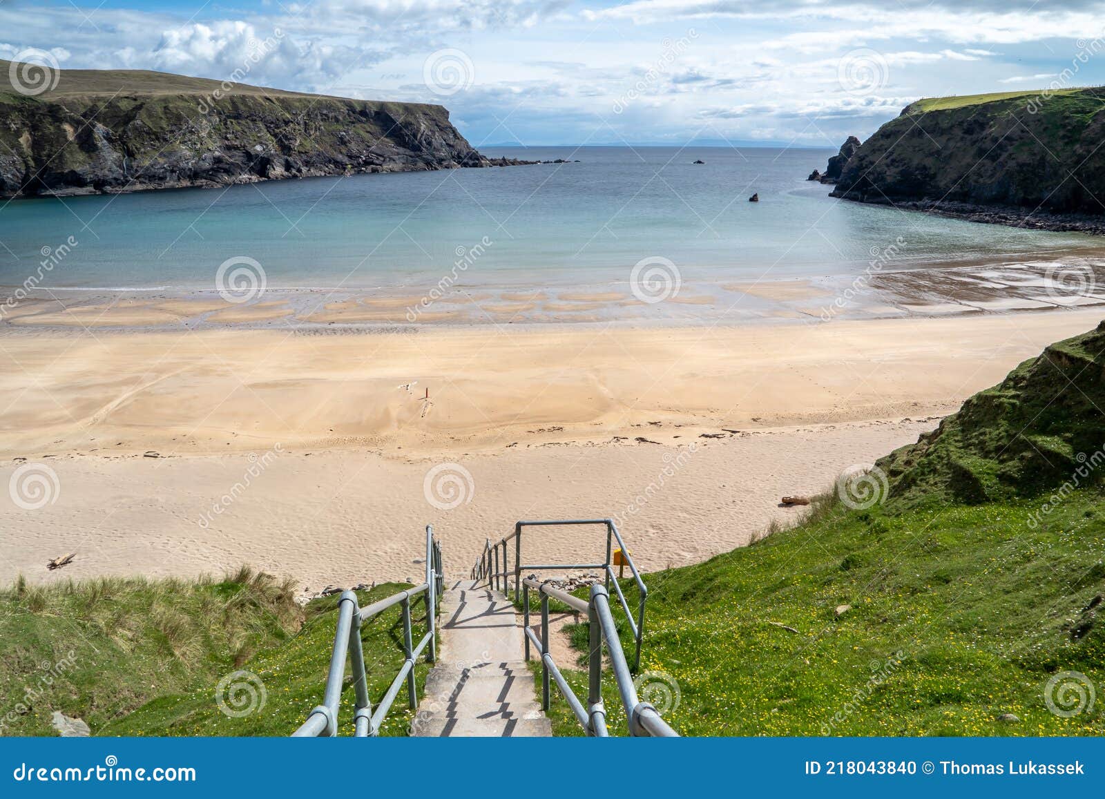 The Stairs Down To the Silver Strand in County Donegal - Ireland Stock ...