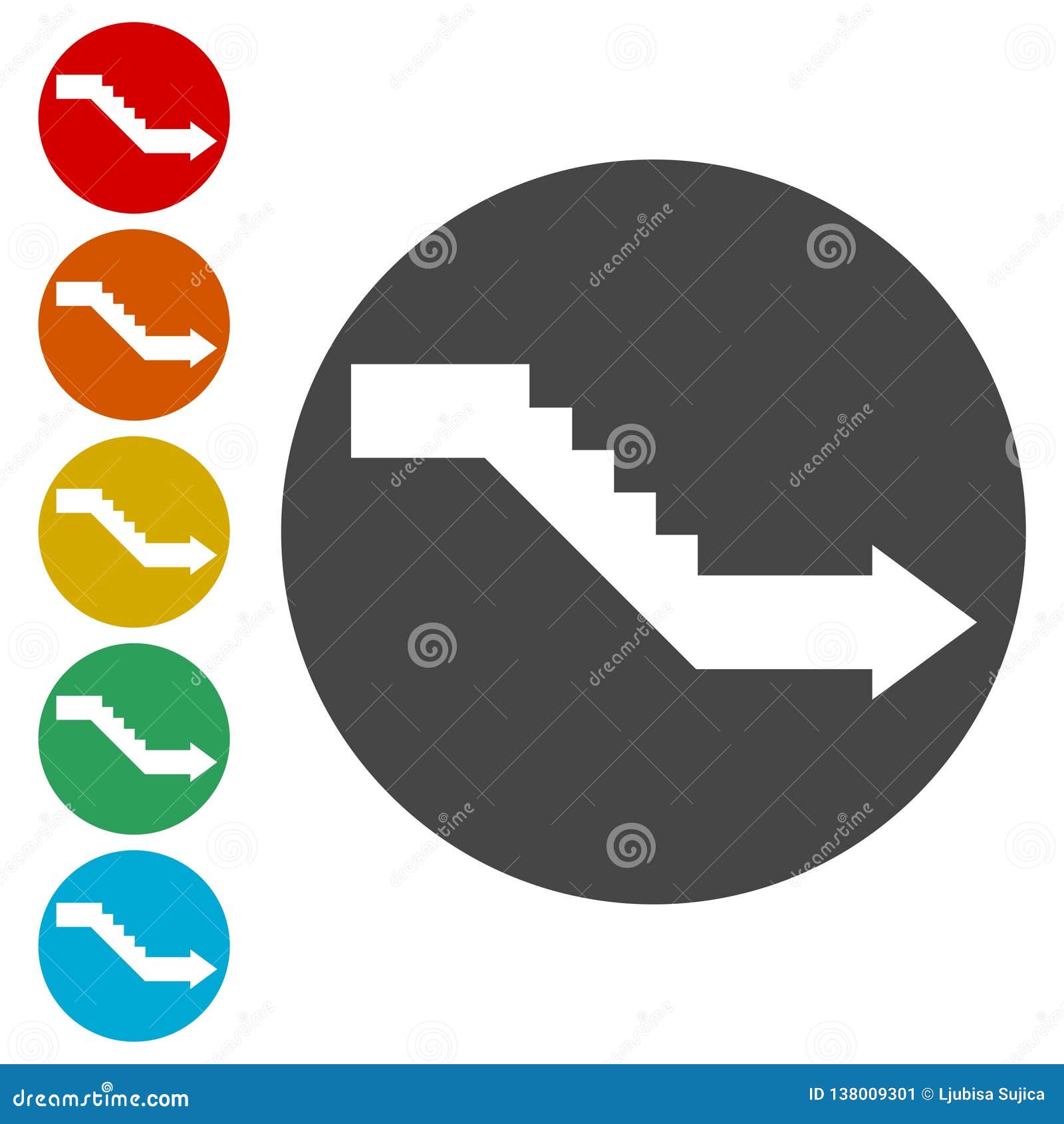 Stairs Down Vector Simple Icon, Downstairs Icon Stock Vector ...