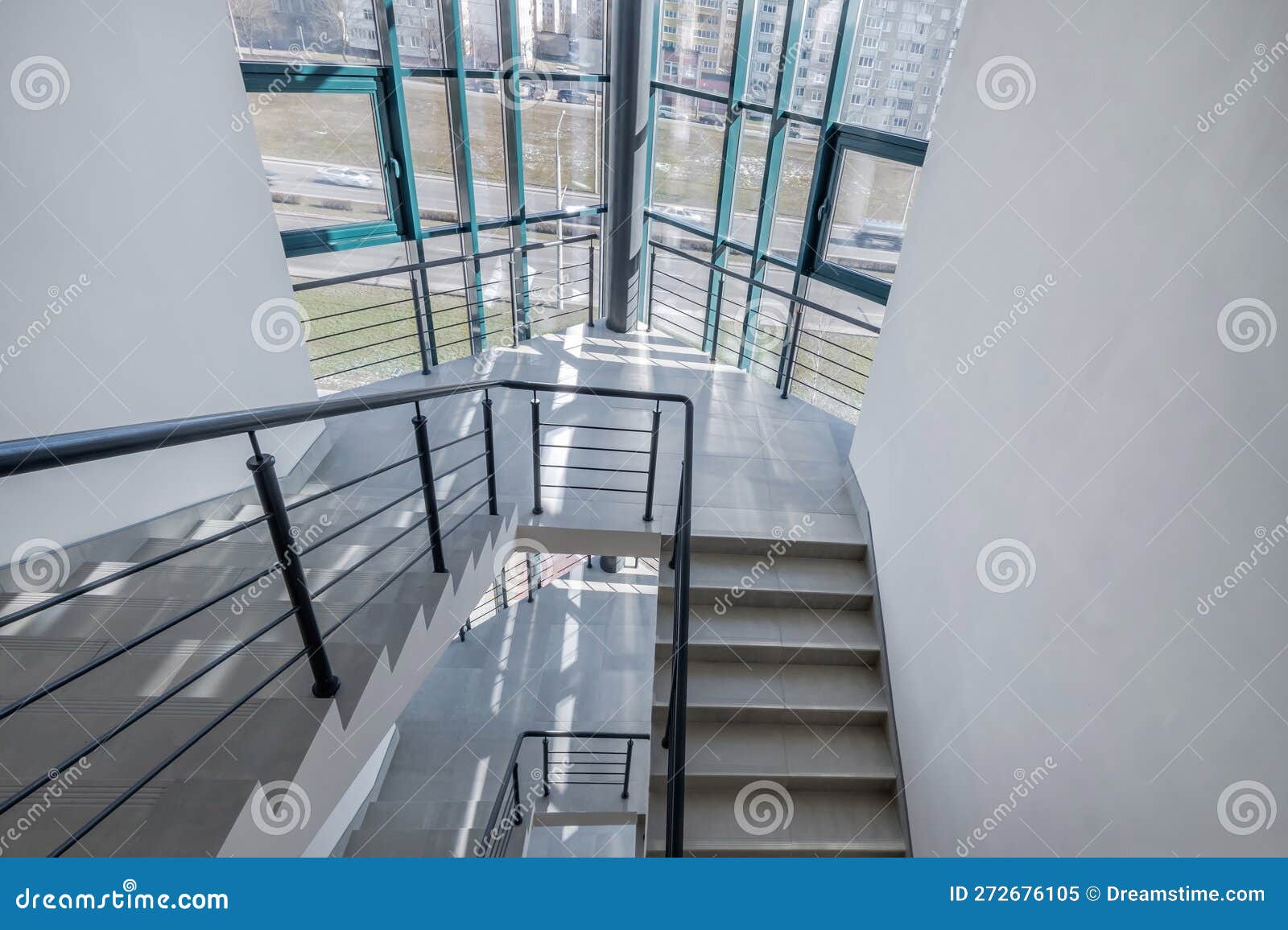 Stairs Emergency and Evacuation Exit Stair in Up Ladder in a New Office ...