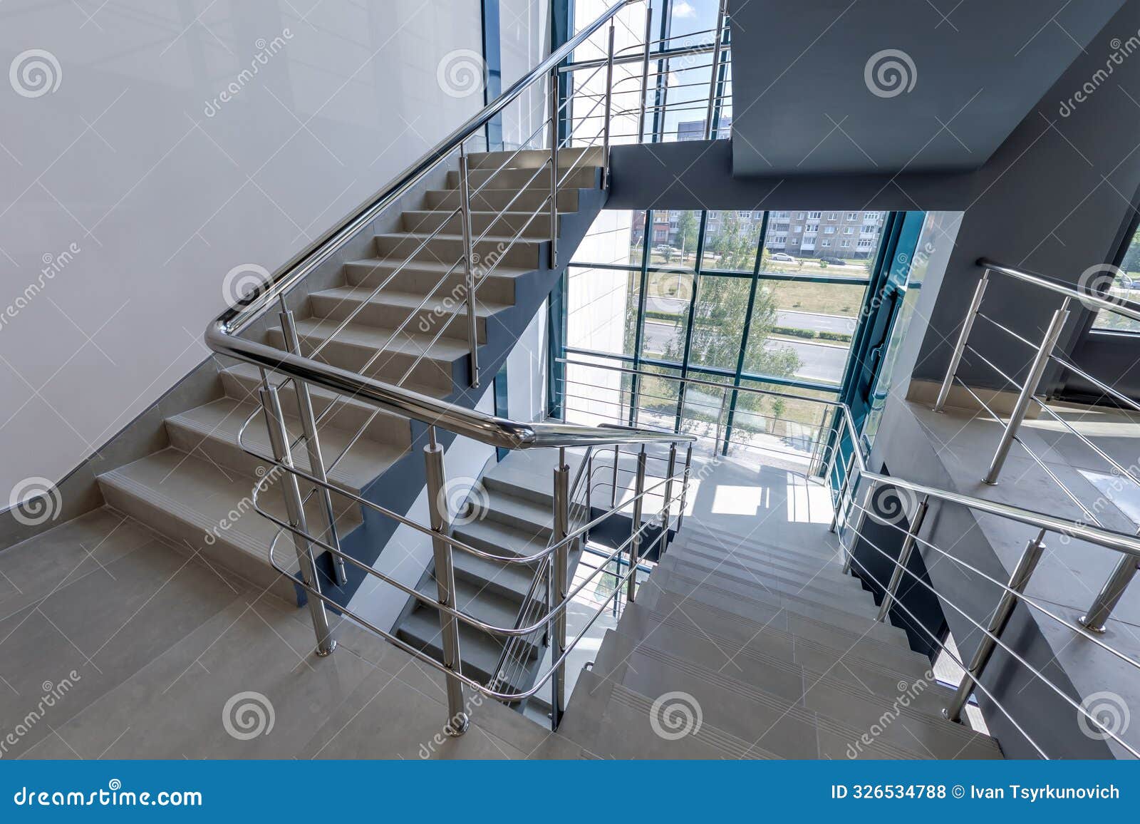Stairs Emergency and Evacuation Exit Stair in Up Ladder in a New Office ...