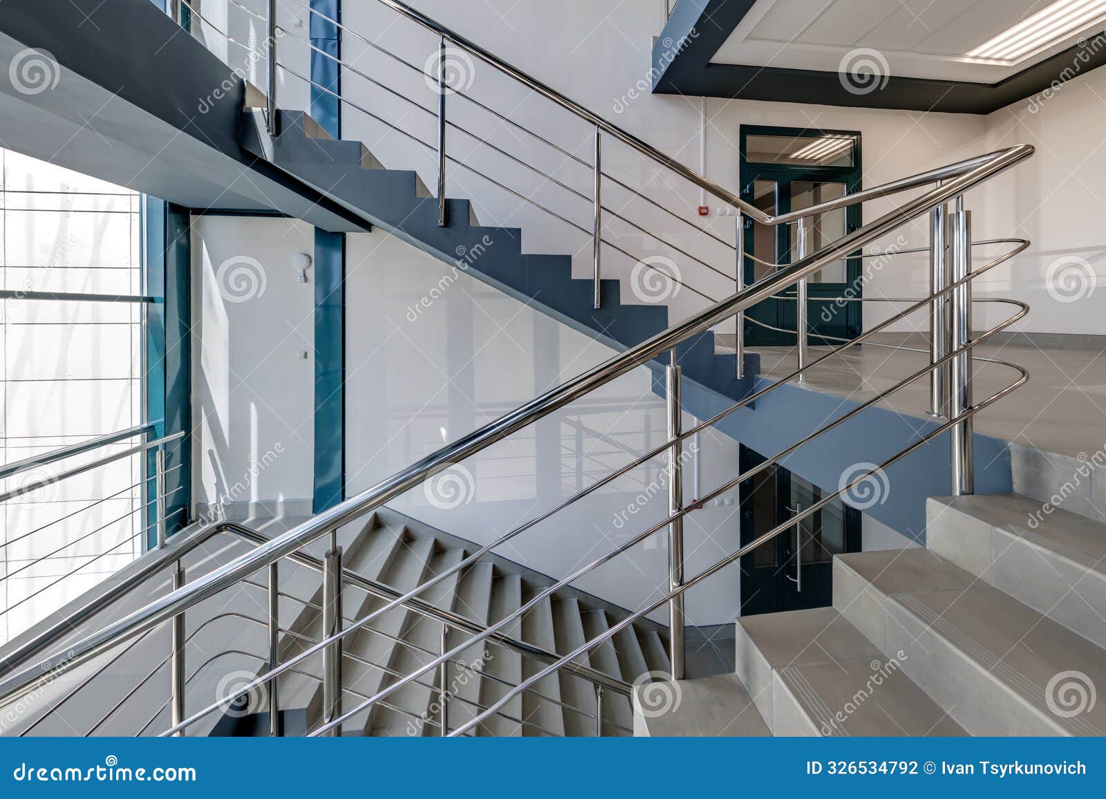 Stairs Emergency and Evacuation Exit Stair in Up Ladder in a New Office ...