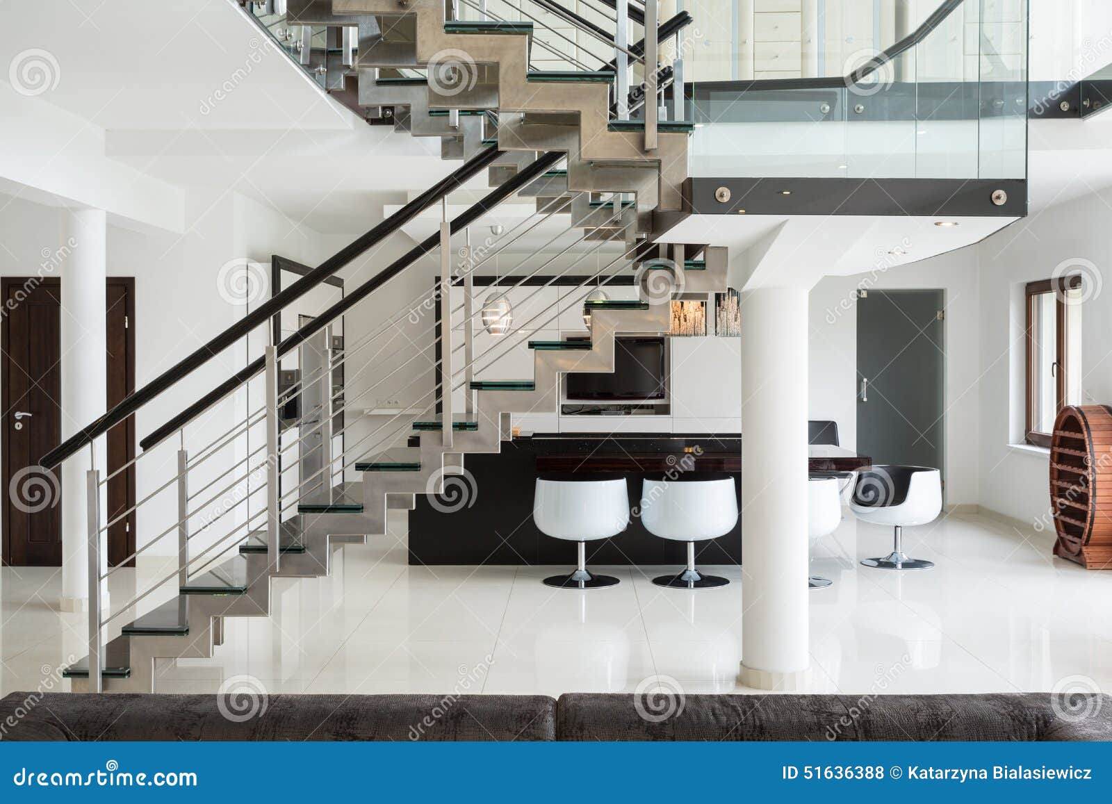 Stairs on the first floor stock photo. Image of furnished - 51636388