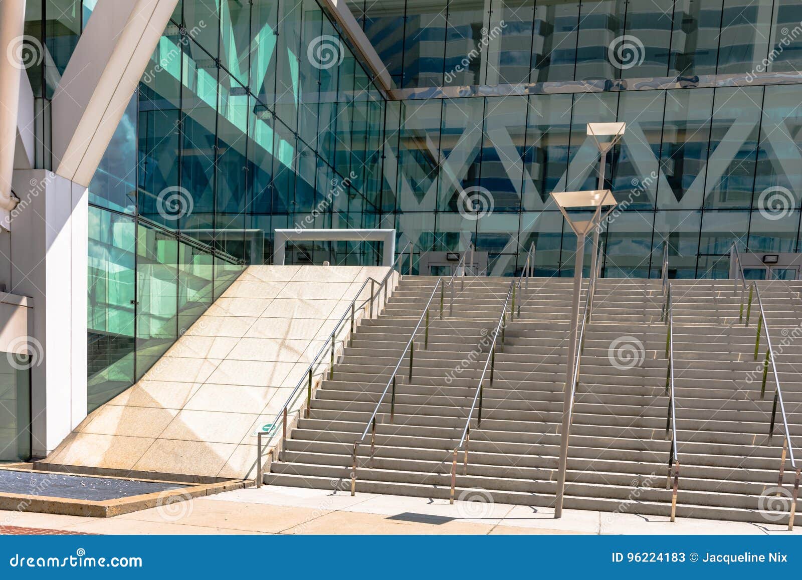 Stairs in Front of a Glass Front Building Stock Image - Image of ...