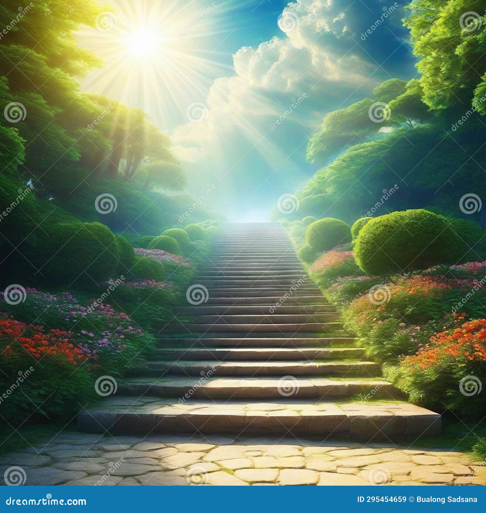 Stairs and gate of heaven stock illustration. Illustration of abstract ...