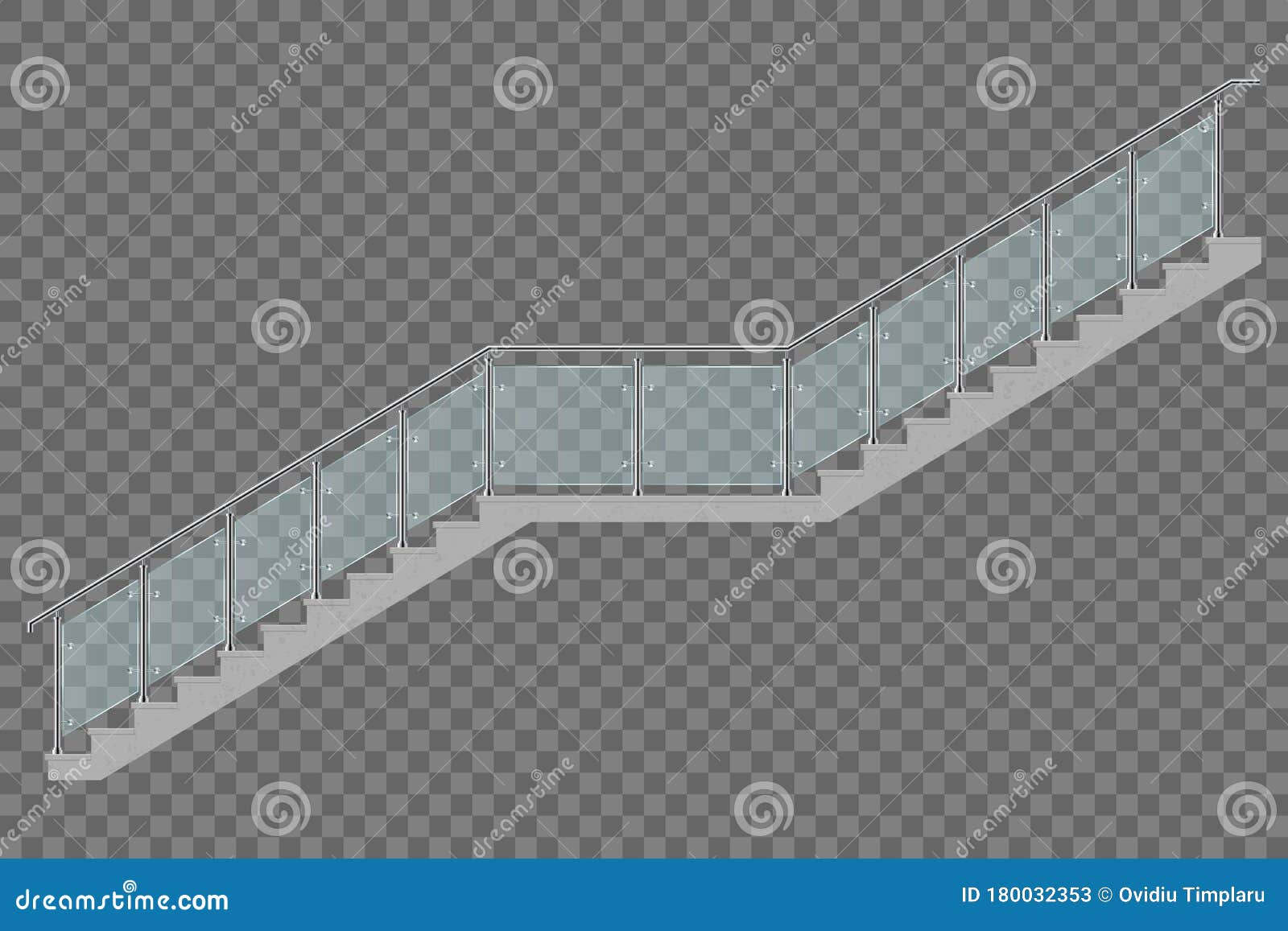 Stairs with Glass Railing Vector Illustration Stock Vector ...
