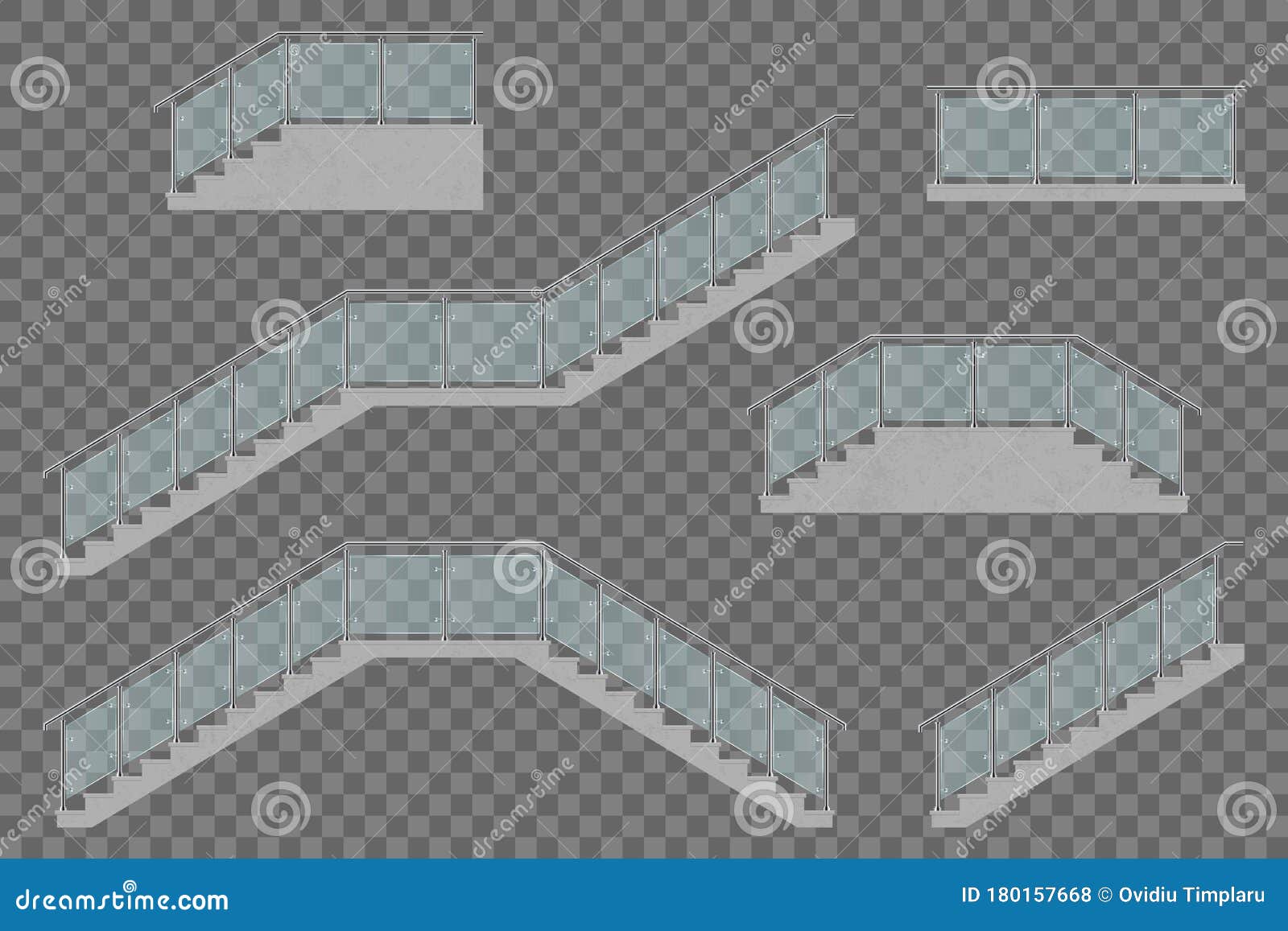 Stairs With Glass Railing Vector Illustration | CartoonDealer.com ...