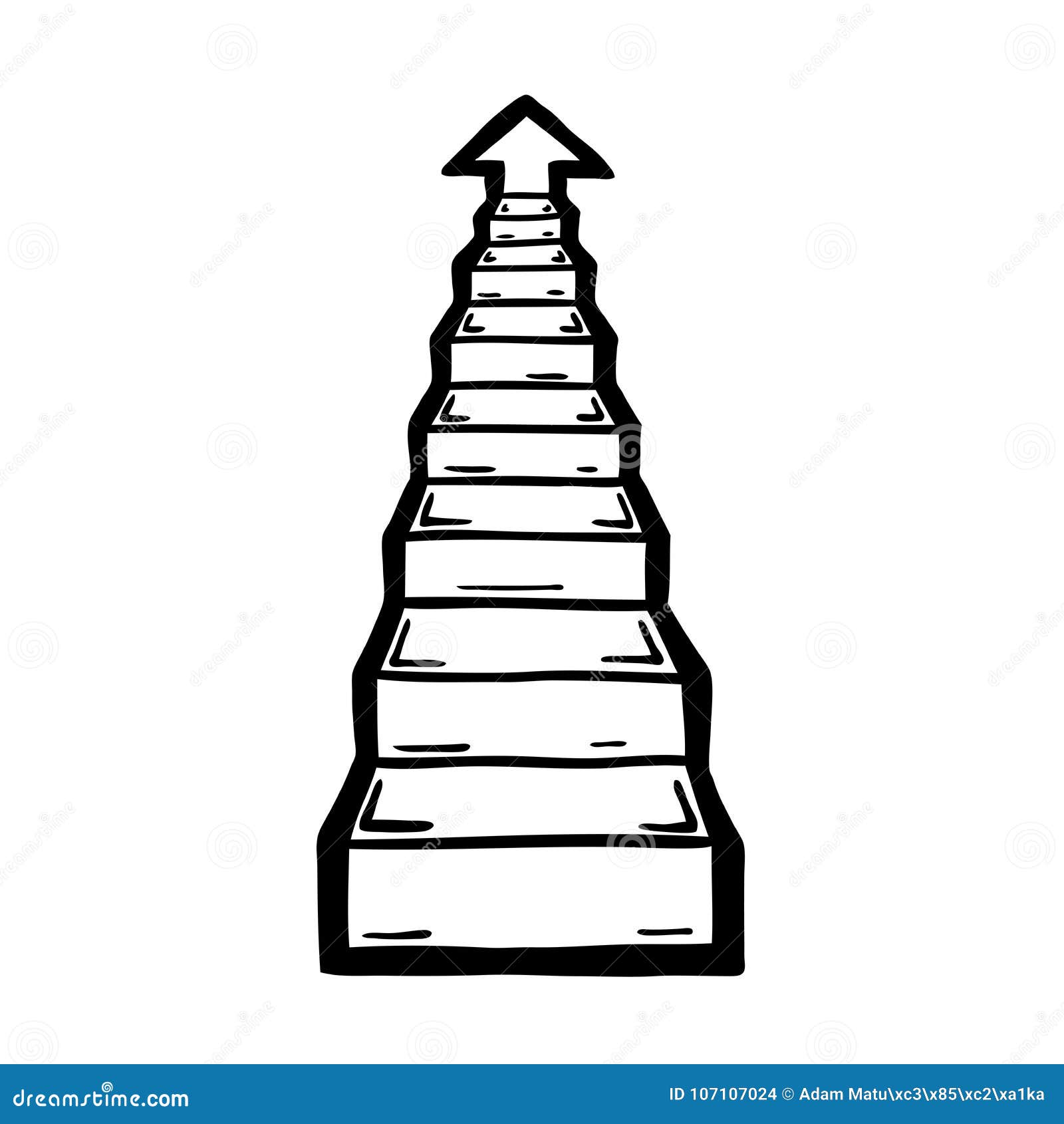 Stairs go up stock illustration. Illustration of drawing - 107107024