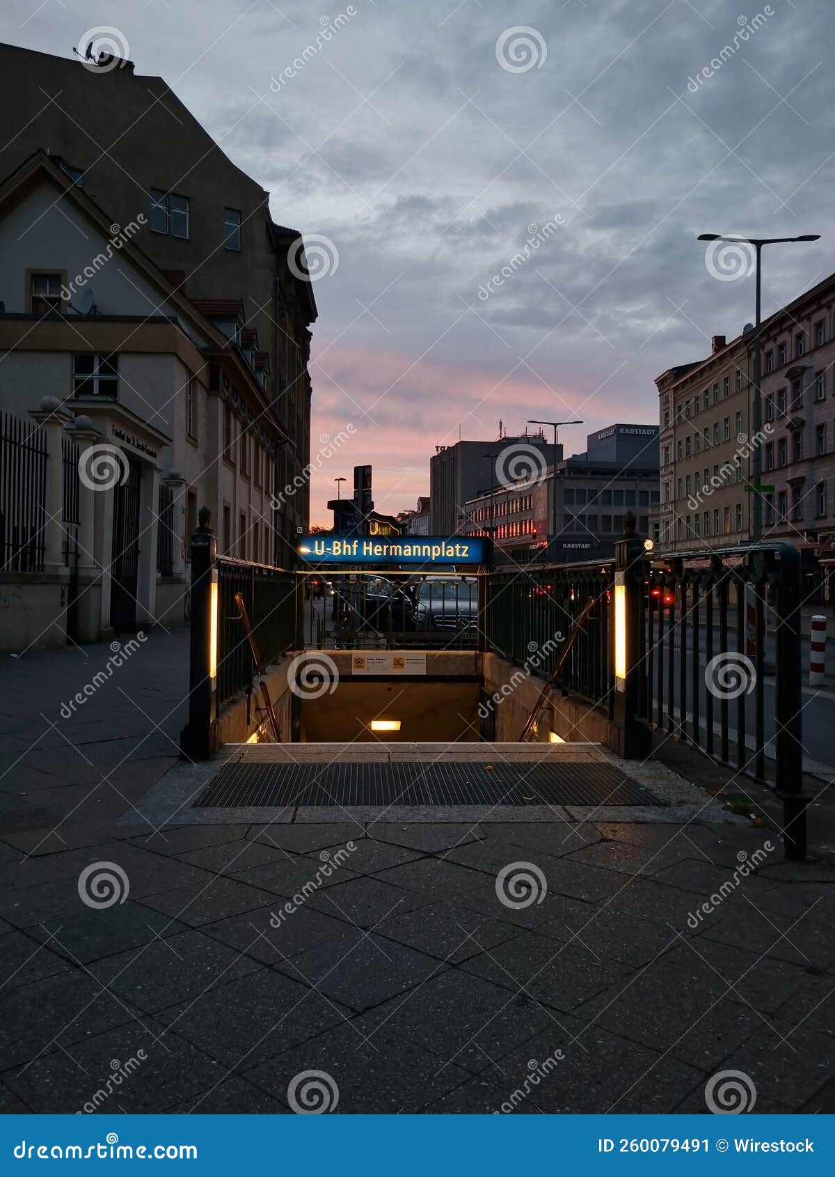Stairs Going Down To the Metro Station, in the Evening, Vertical ...