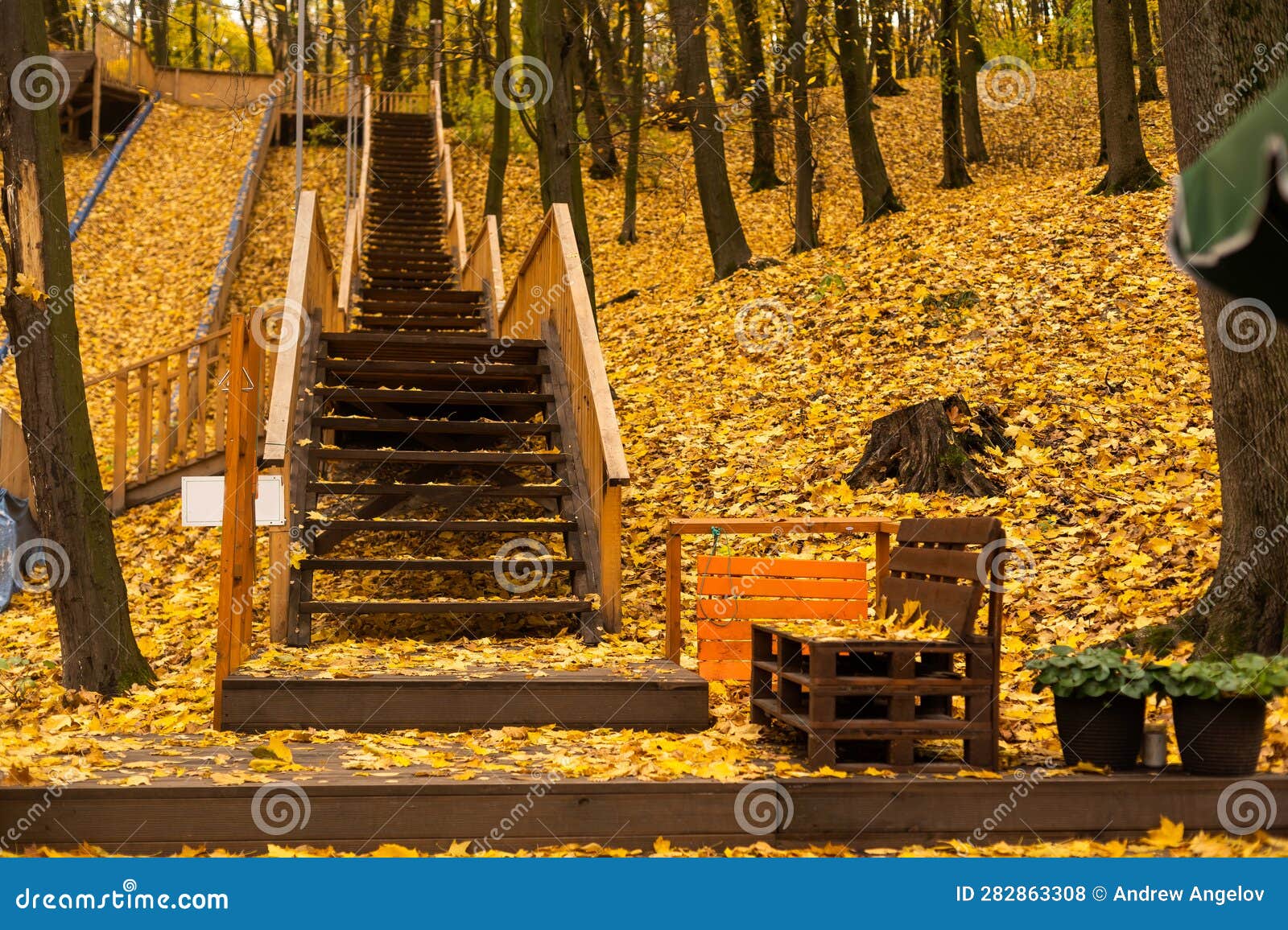 Stairs Going Uphill during Autumn. Stock Photo - Image of peaceful ...