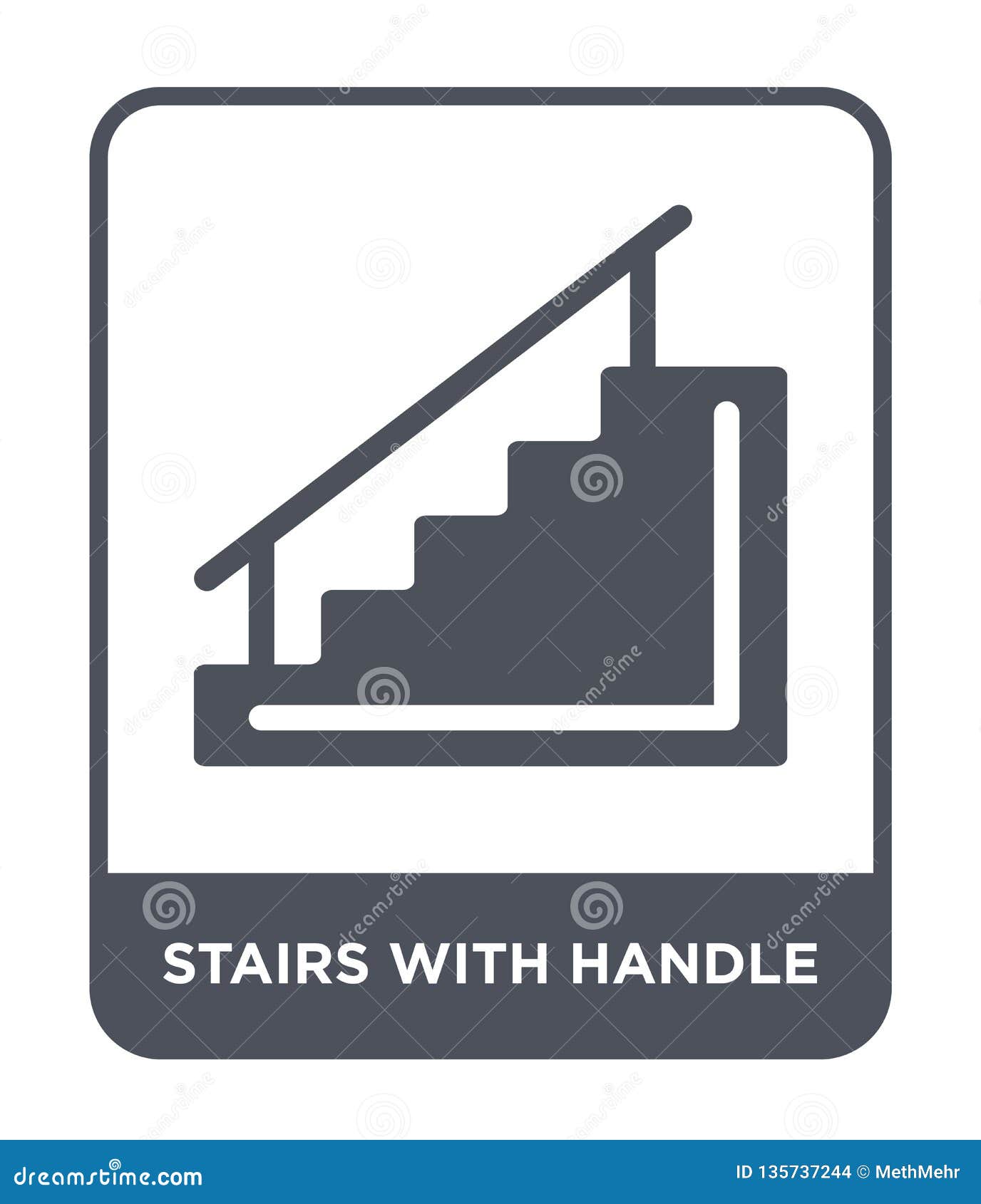 Stairs With Handle Vector Icon On White Background. Flat Vector Stairs ...