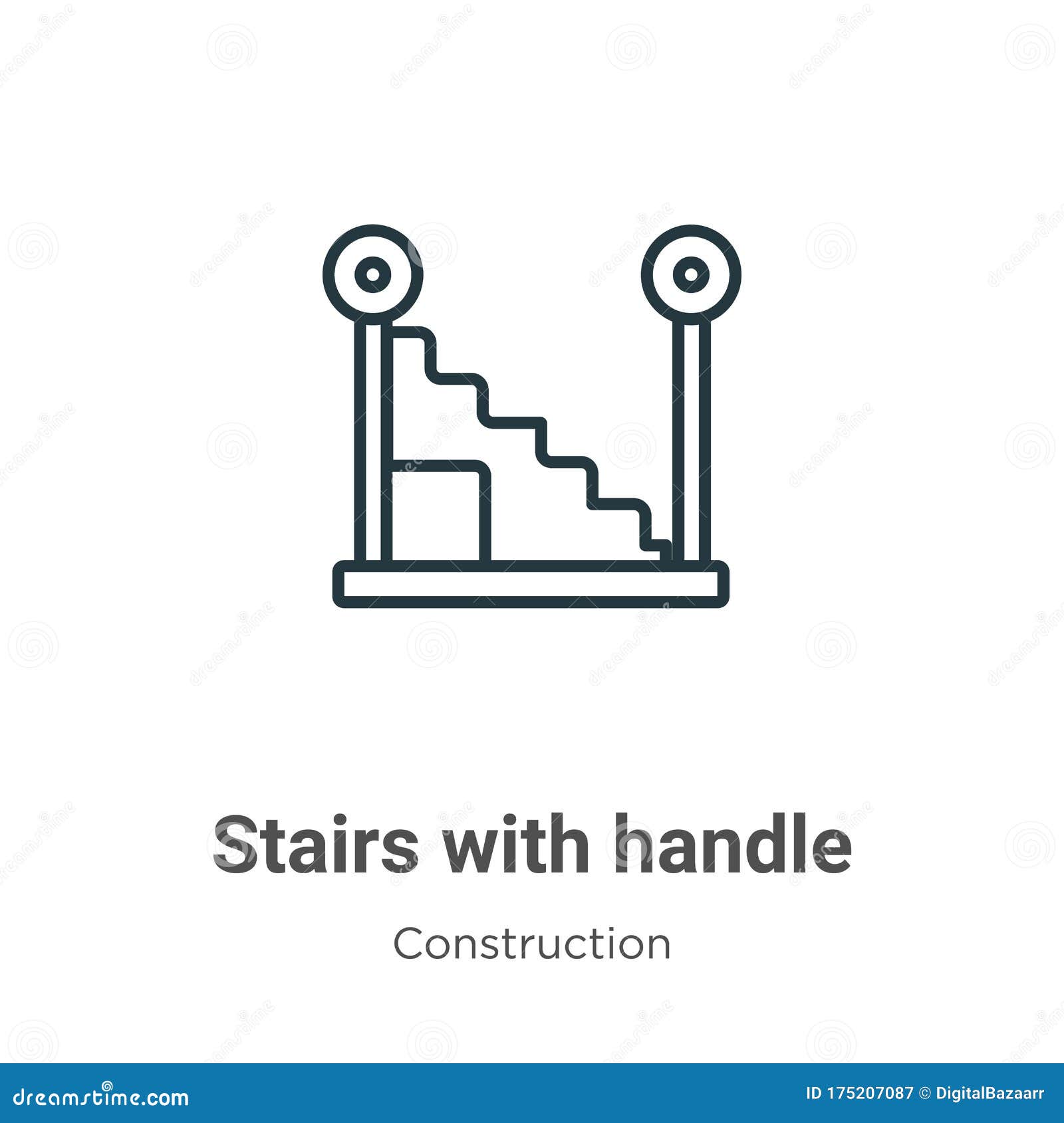 Stairs With Handle Vector Icon On White Background. Flat Vector Stairs ...