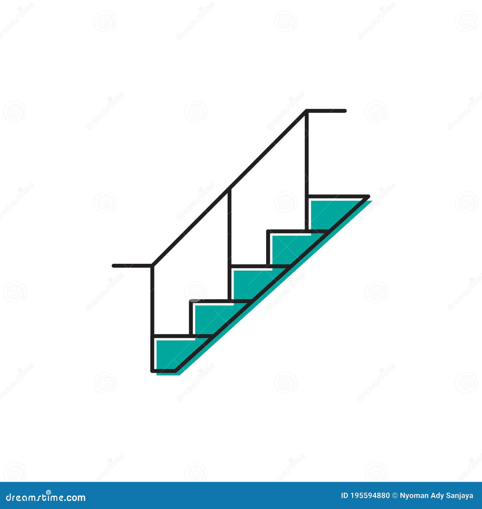 Stairs with Handrail Vector Icon Symbol Isolated on White Background ...