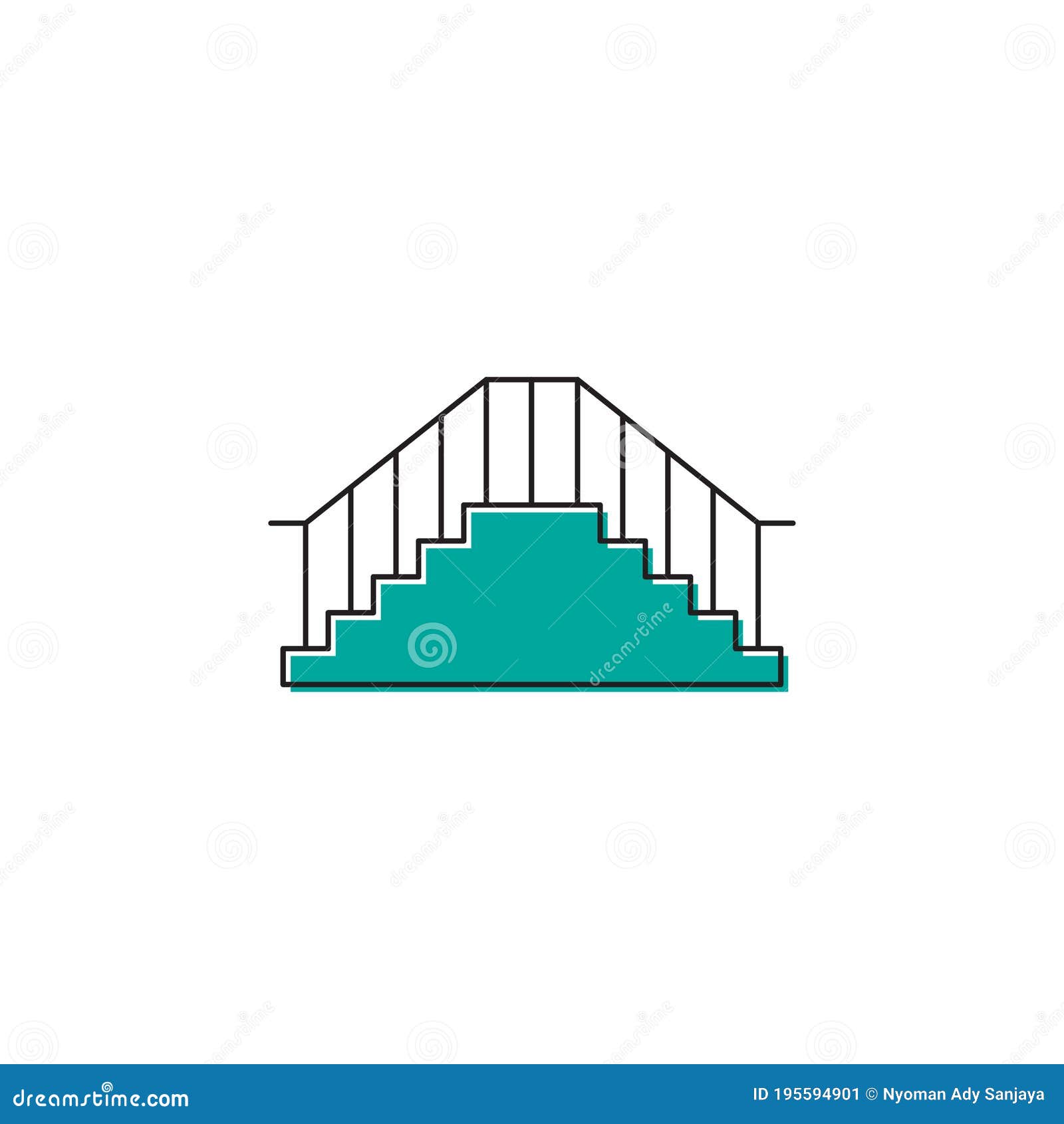 Stairs with Handrail Vector Icon Symbol Isolated on White Background ...