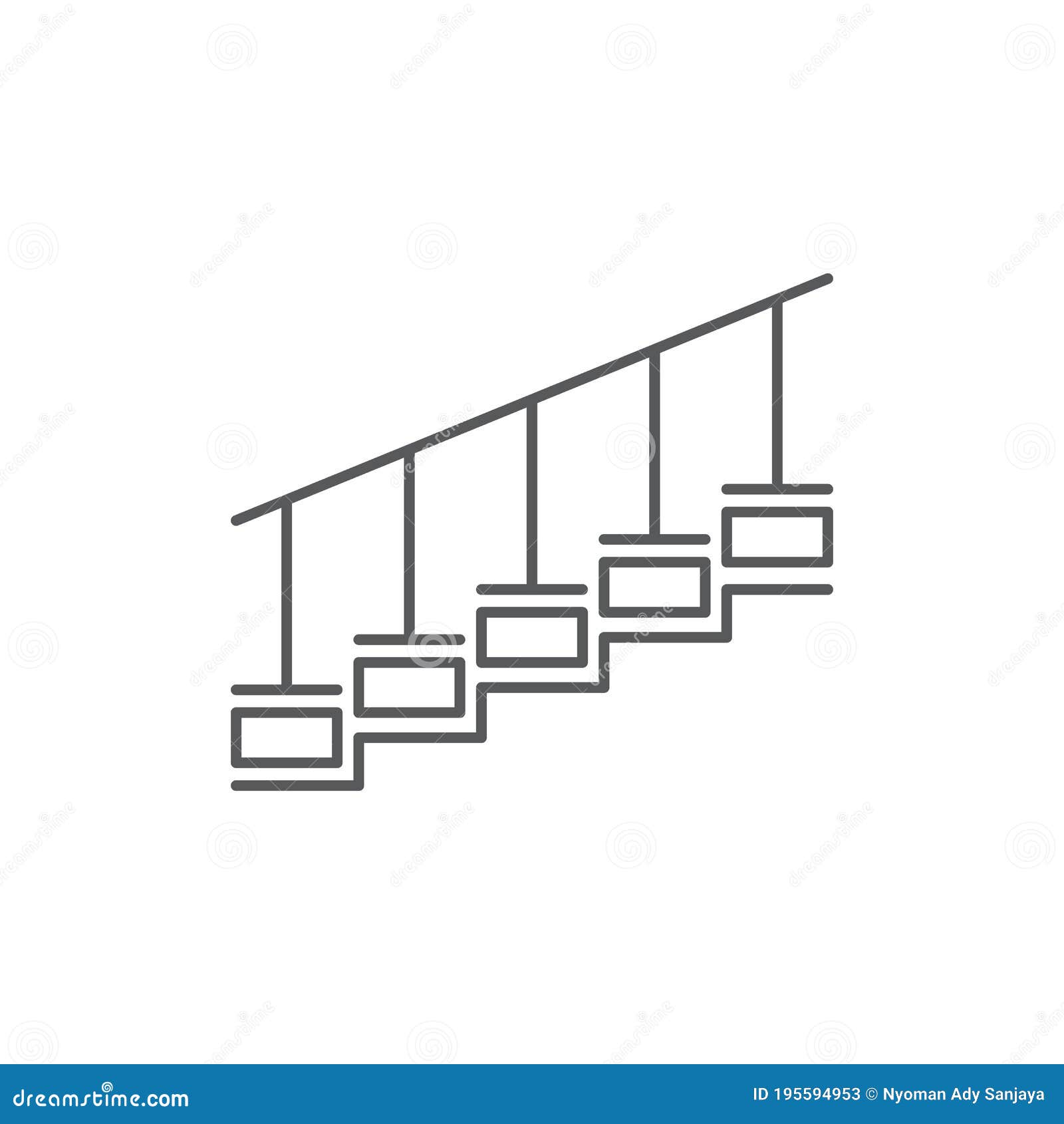 Stairs with Handrail Vector Icon Symbol Isolated on White Background ...