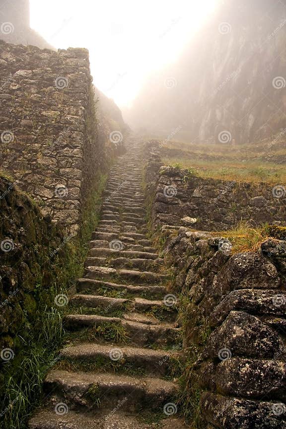 Stairs on the Inca trail stock photo. Image of elevation - 1319868