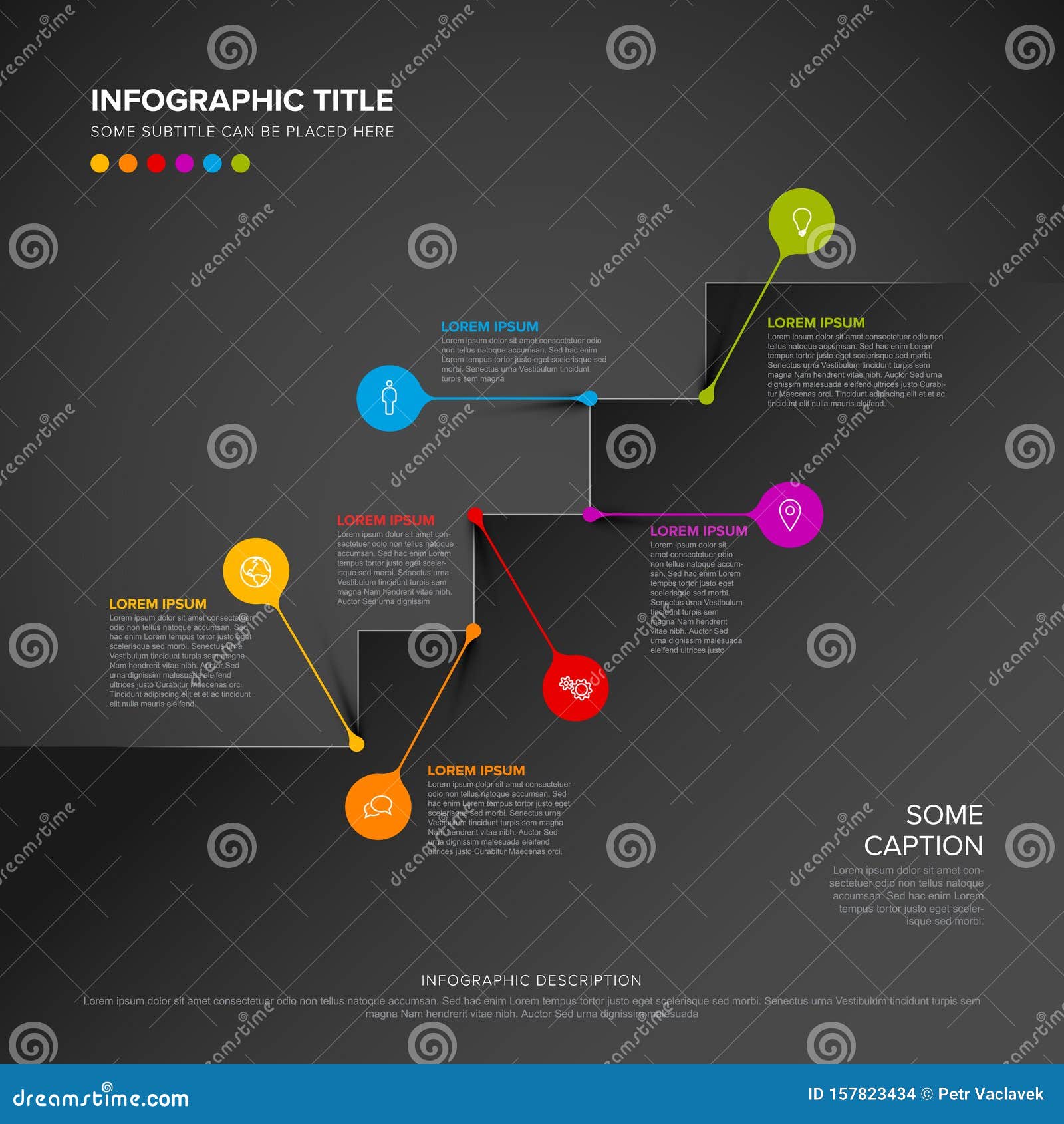 Stairs Infographic with Colorful Pins Stock Vector - Illustration of ...