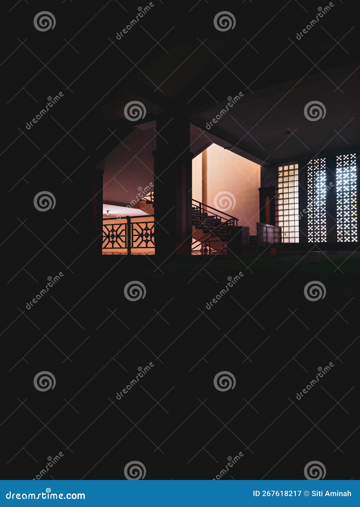 Stairs inside the mosque stock image. Image of black - 267618217