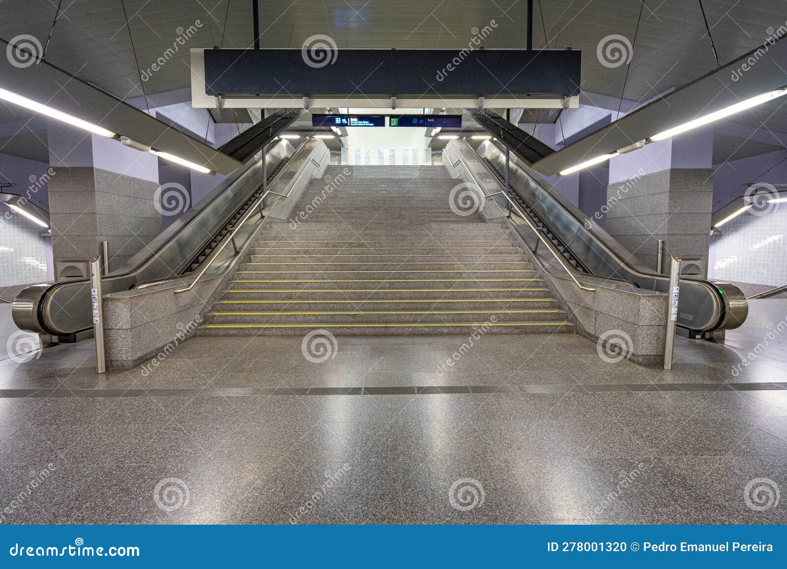 Stairs Inside the Underground Platform of the Moscavide Metro Station ...