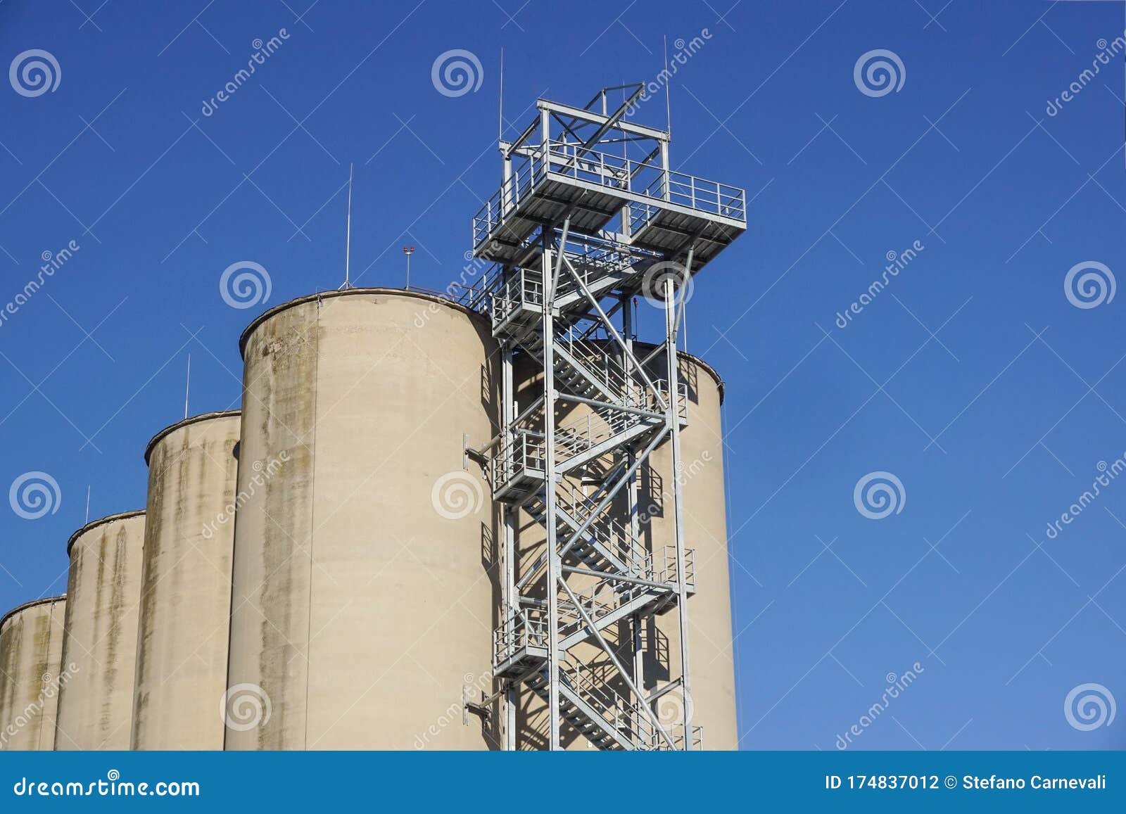 Stairs Installed Near a Silo for High Altitude Maintenance Stock Photo - Image of staircase ...