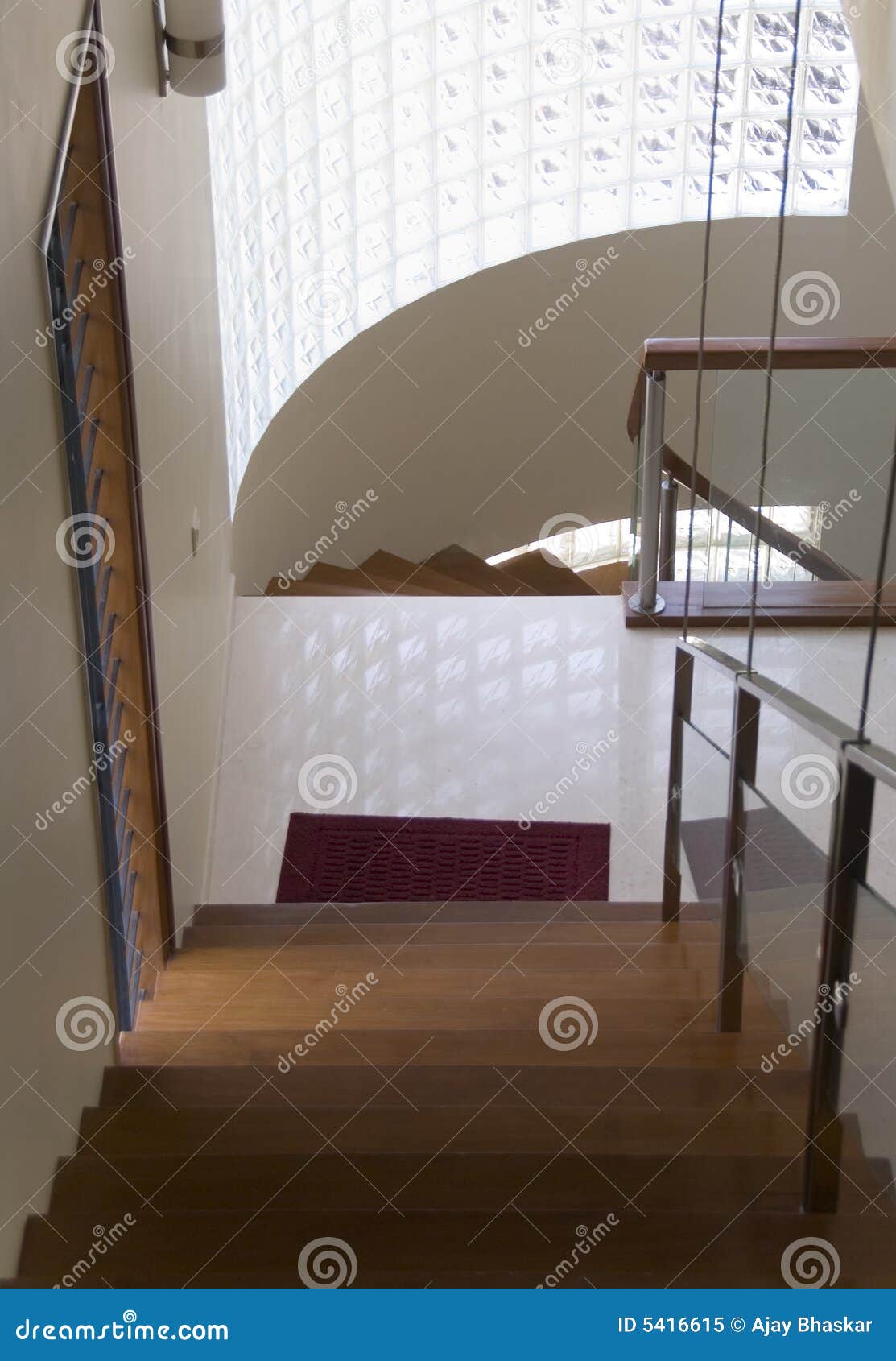 Stairs and landing area stock image. Image of handle - 5416615