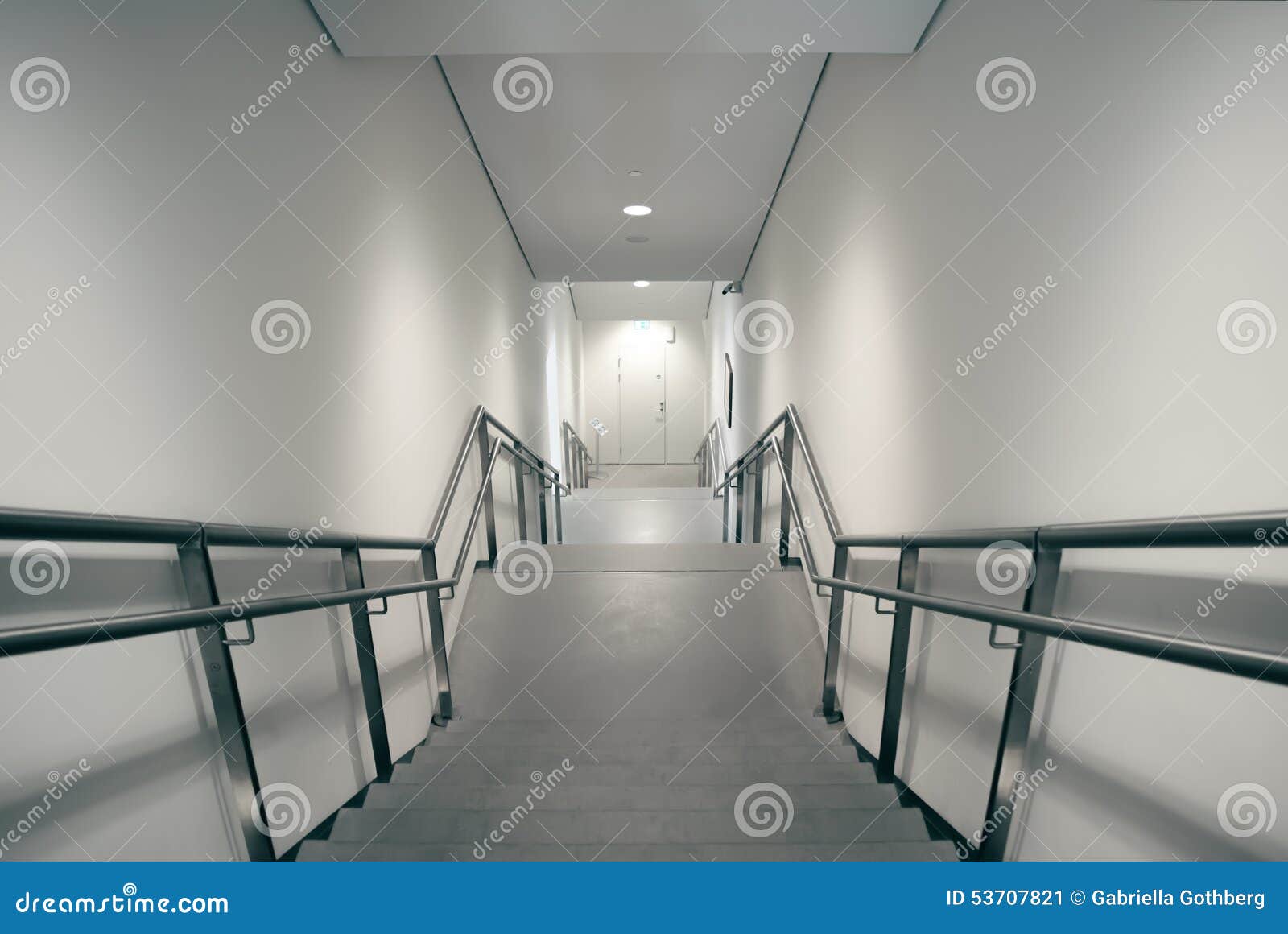 Stairs Leading Down To Emergency Exit Stock Image - Image of sharp ...