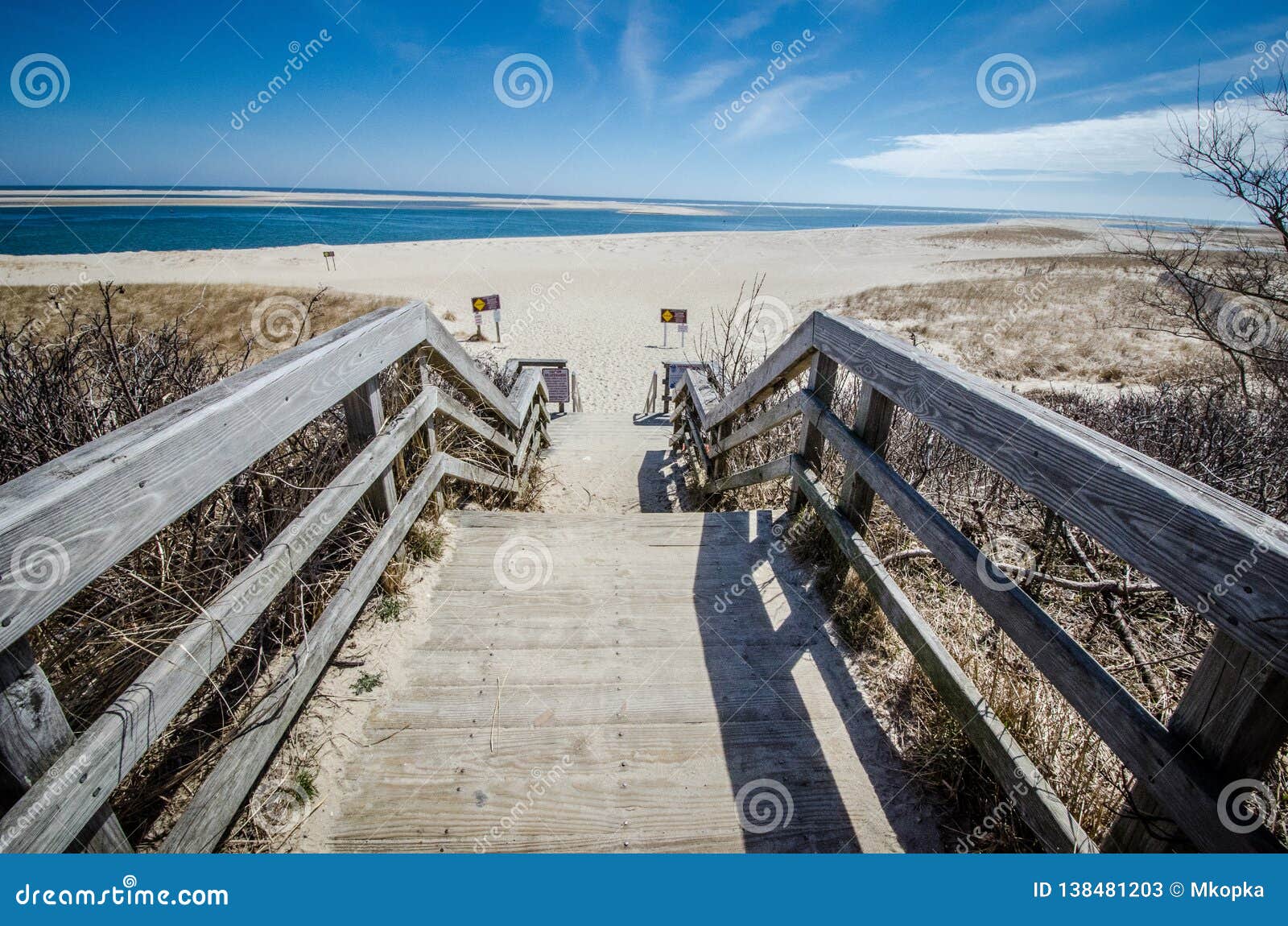 Stairs Leading Down To the Sandy Beach Along Cape Cod National Seashore ...