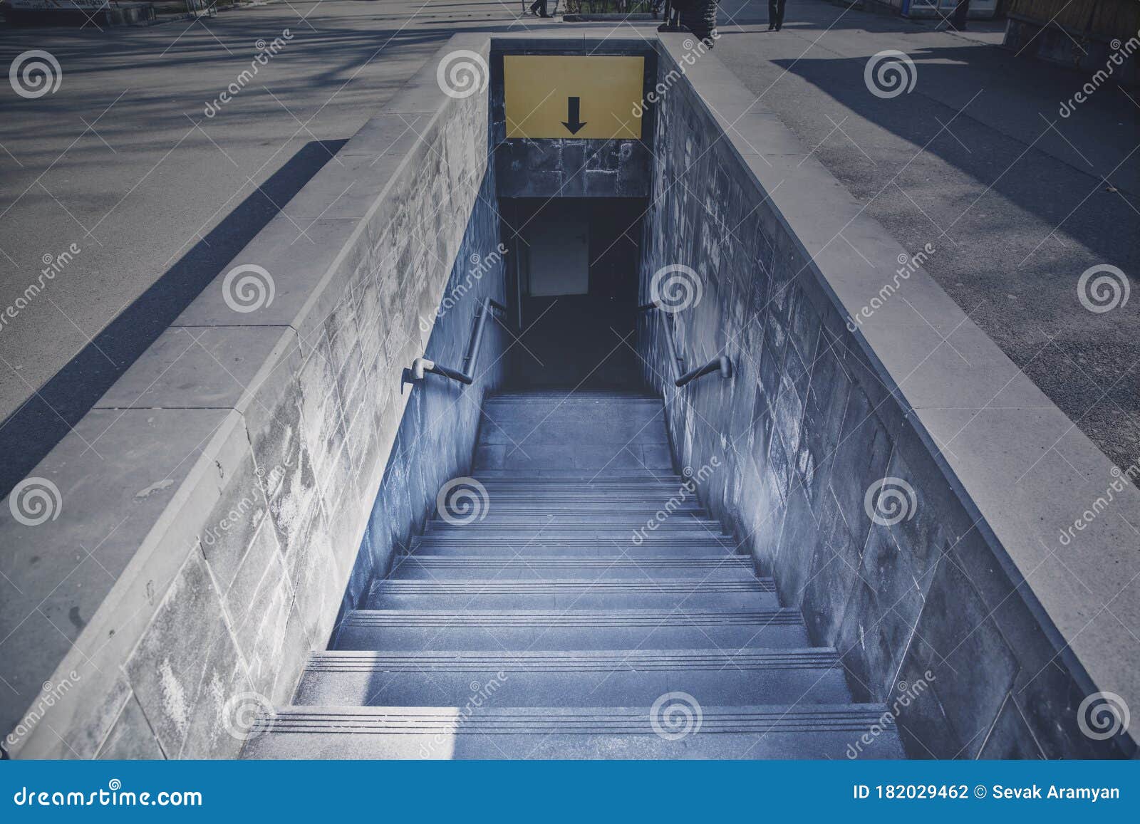 Stairs Leading Downstairs on a Public Underground Station Stock Photo ...