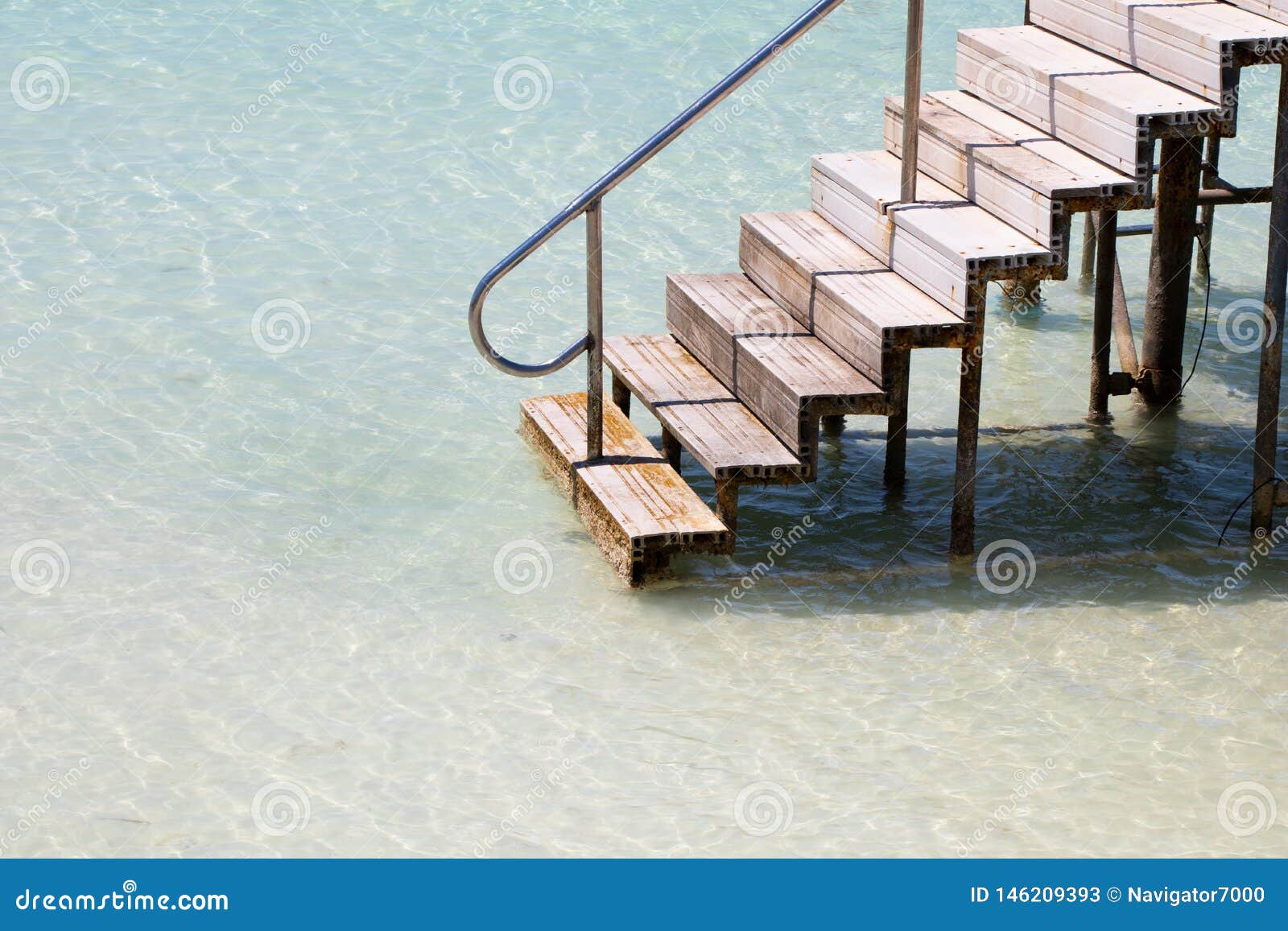 Stairs Leading into Turquoise Caribbean Water Stock Image - Image of ...