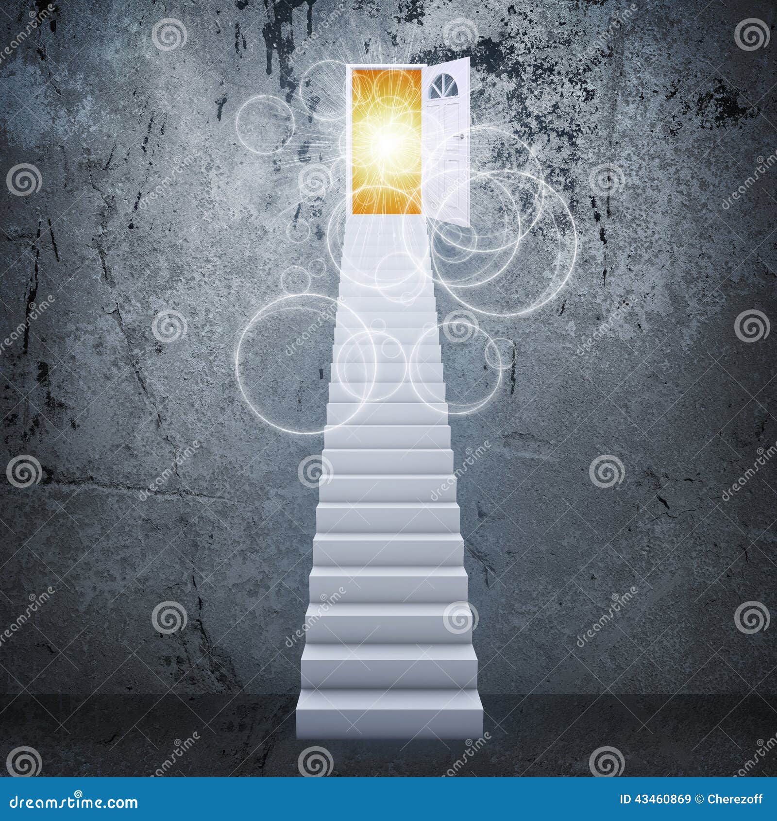 Stairs and magic doors stock illustration. Illustration of circle ...