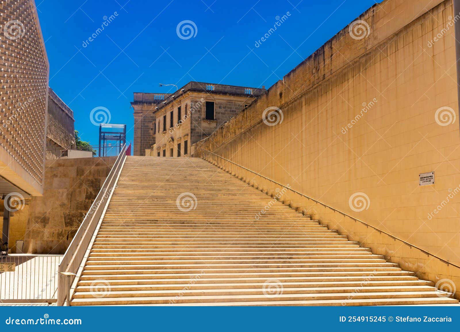 Stairs in the Main Square of Valletta, Malta Stock Image - Image of ...