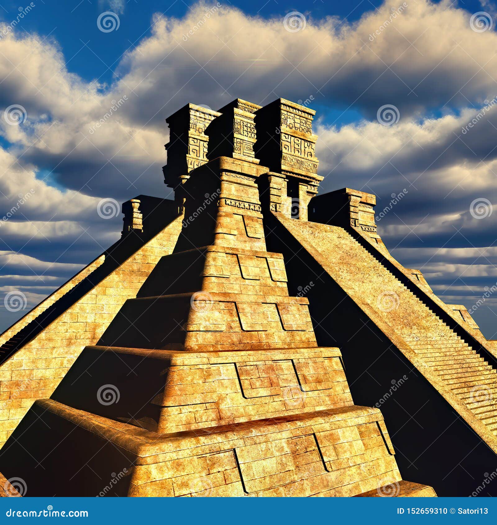 The Stairs of Mayan Temple 3d Rendering Stock Illustration ...