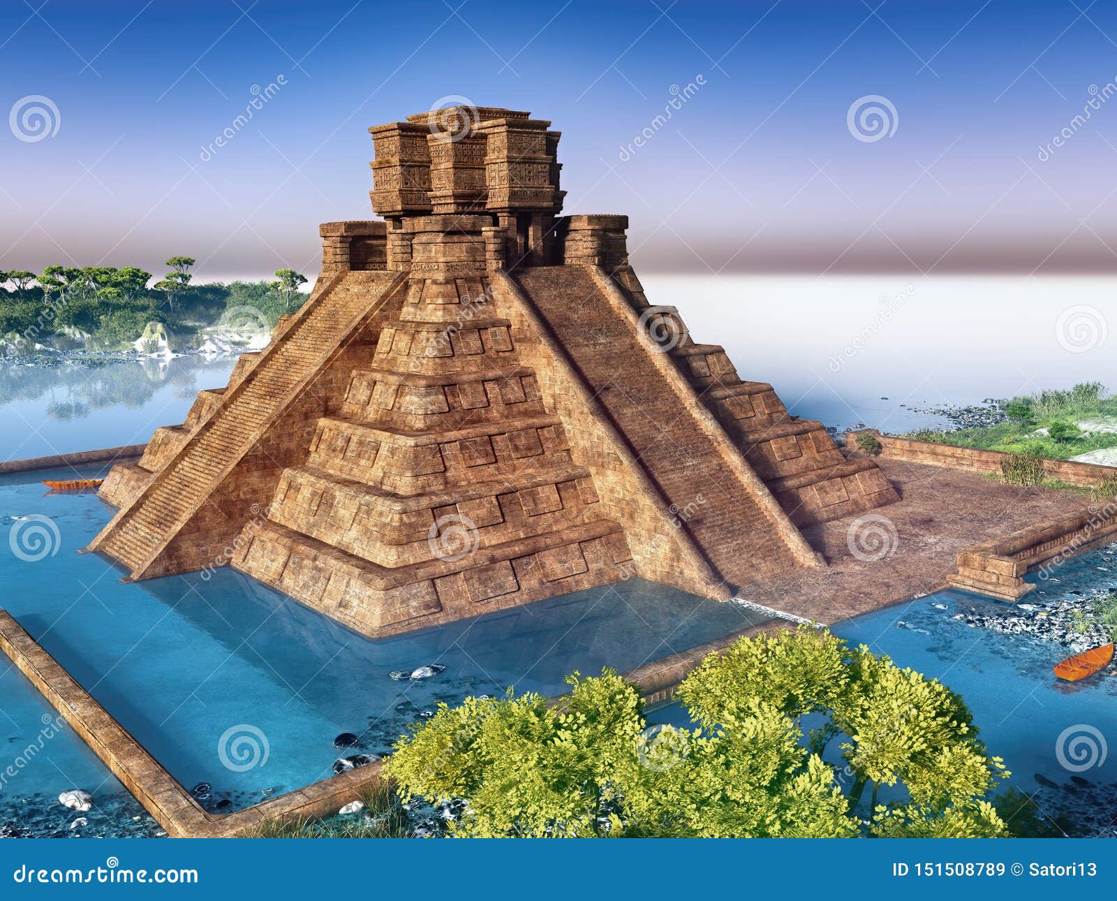The Stairs of Mayan Temple 3d Rendering Stock Illustration ...