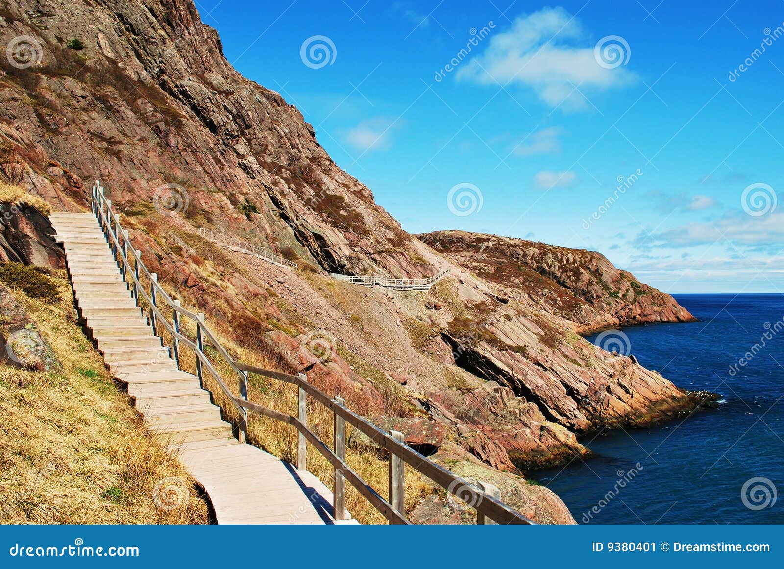 Stairs on oceanside cliff stock image. Image of railing - 9380401